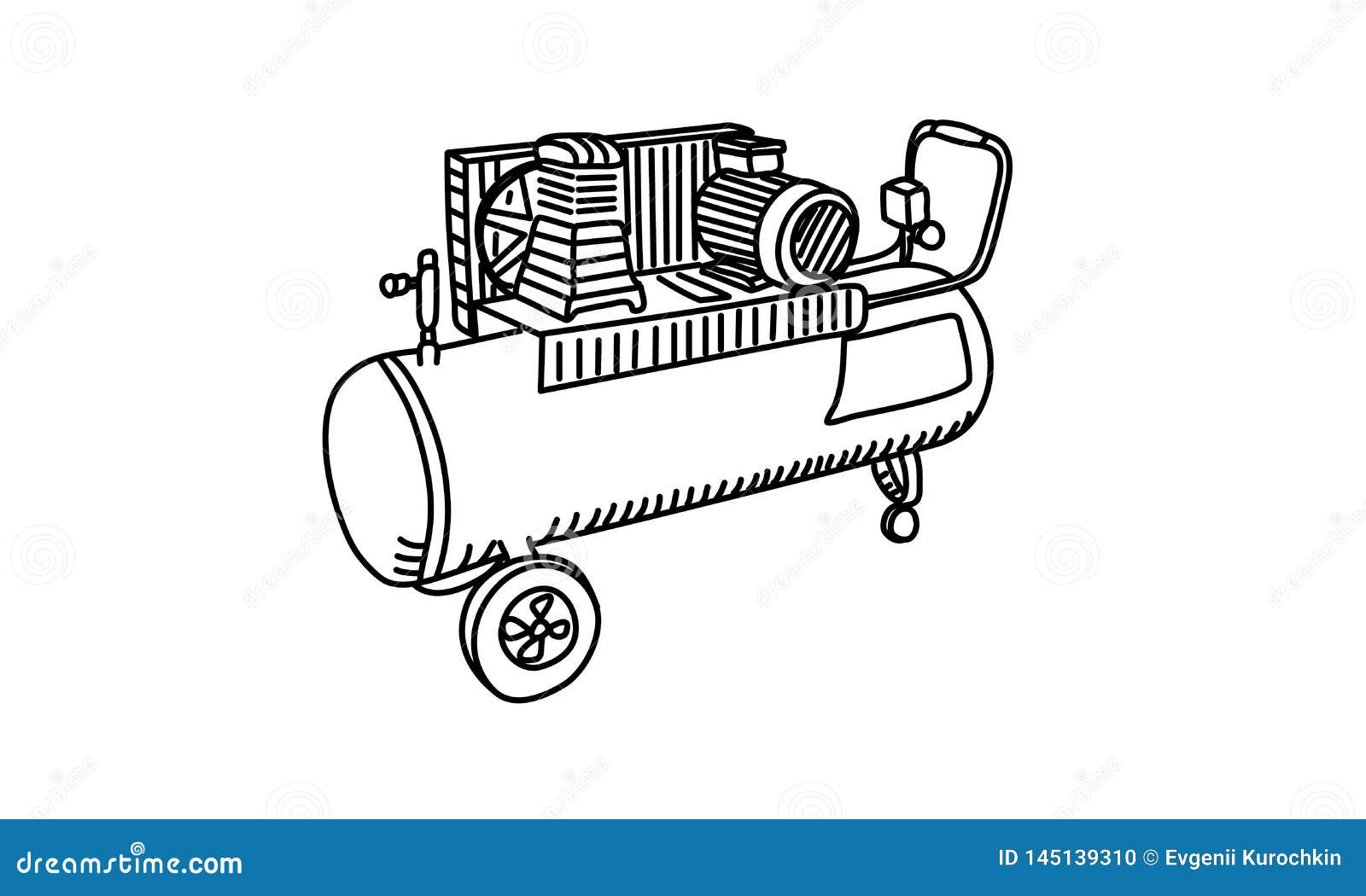 Dibujo Del Compresor De Aire L?nea Vector Stock de ilustración ...