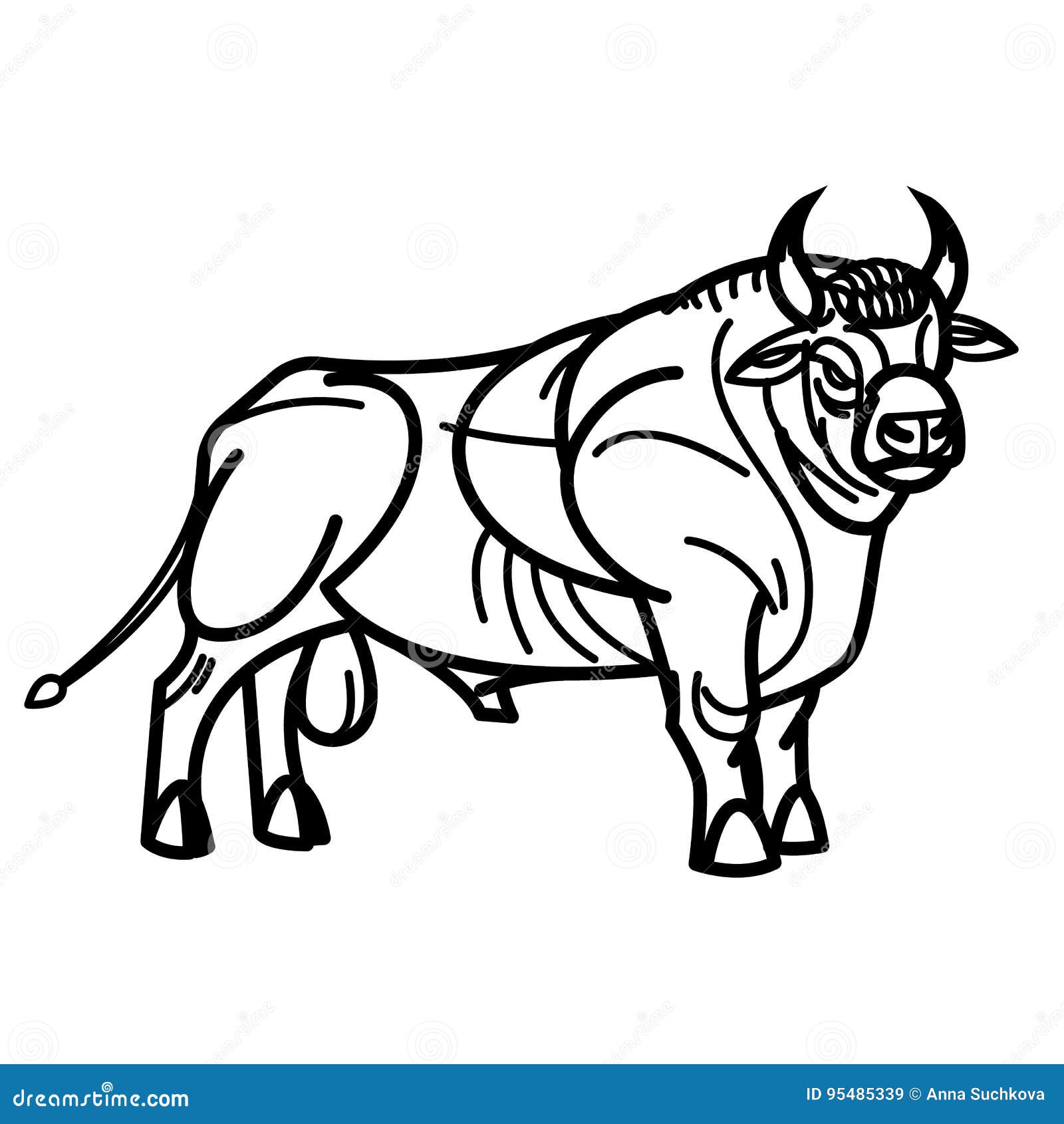 Dibujo del toro derecho ilustración del vector. Ilustración de cara ...