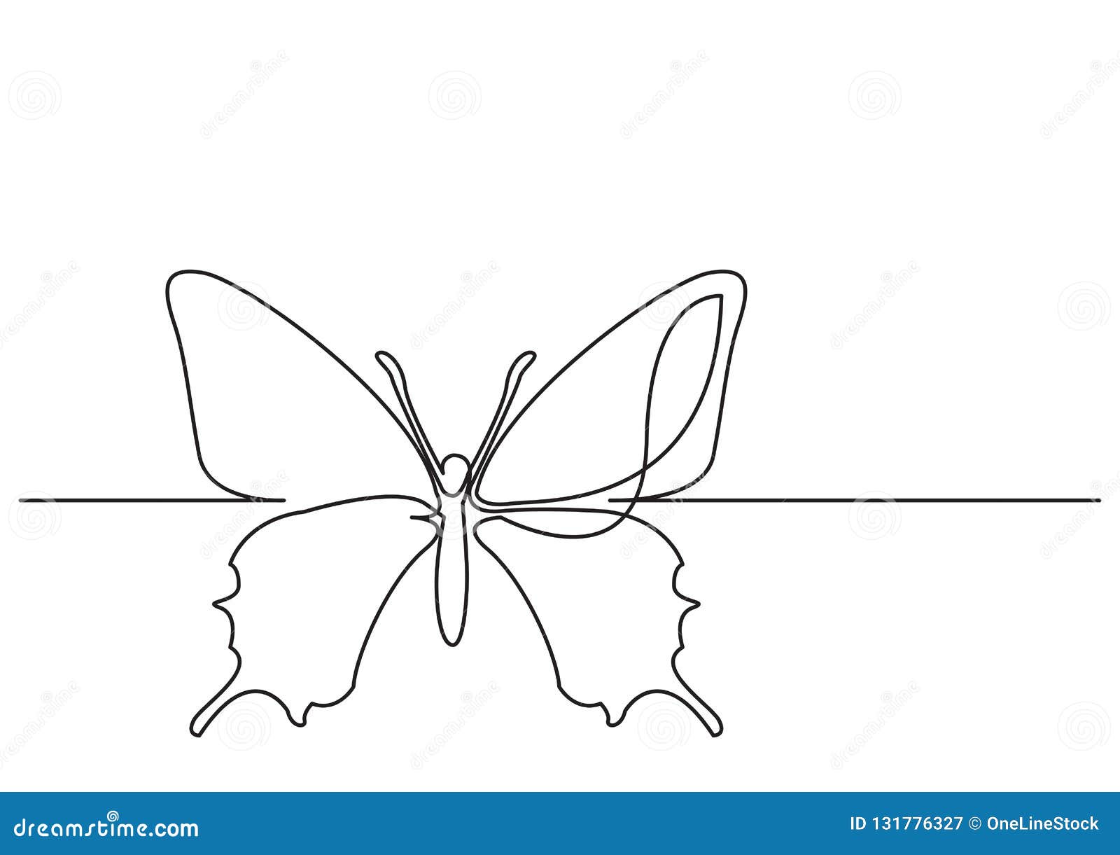 Dibujo Lineal Continuo Del Objeto Aislado Del Vector - Mariposa ...