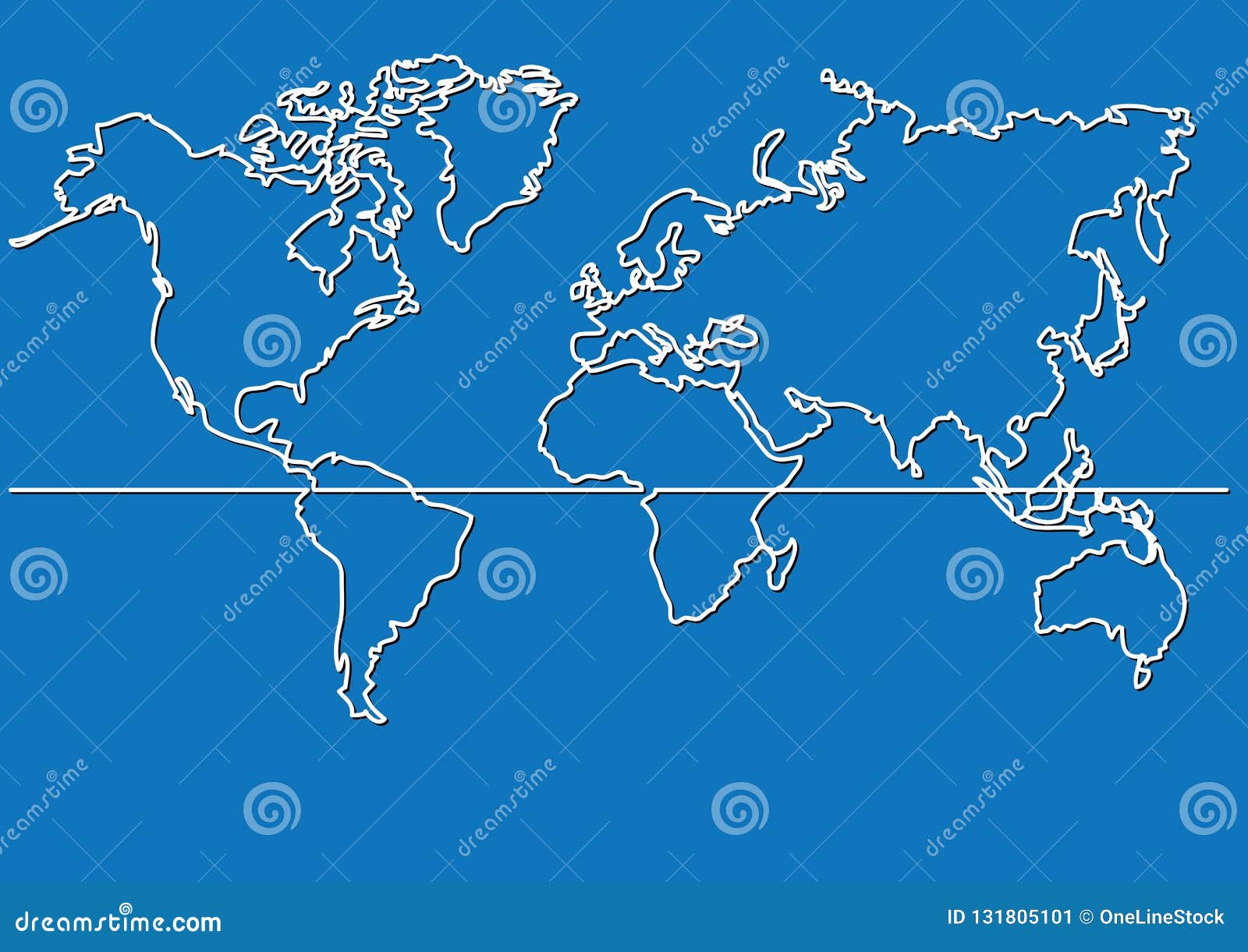 Dibujo Lineal Continuo - Mapa Del Mapa Del Mundo Ilustración del Vector ...
