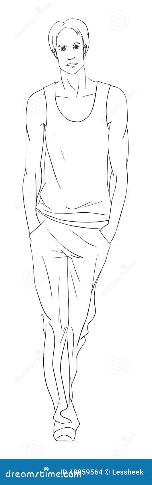 Dibujo Lineal Modelo Masculino Ilustración del Vector - Ilustración de ...