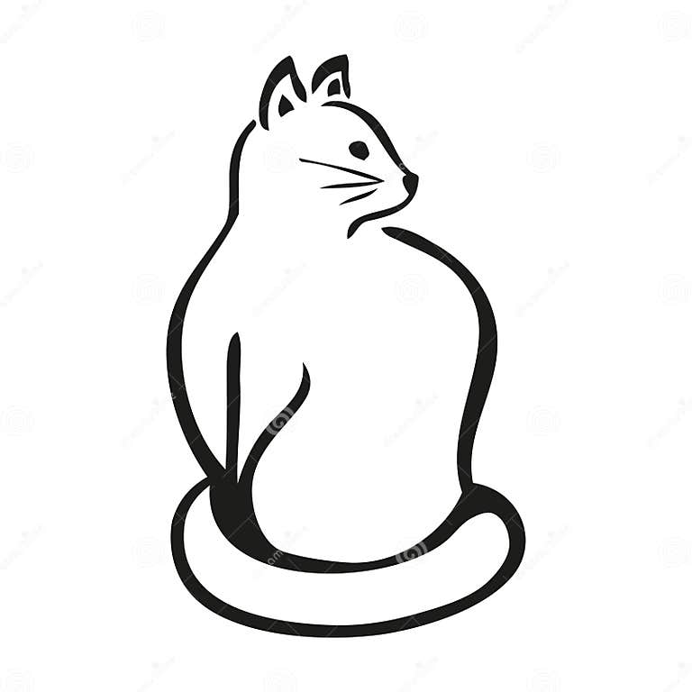 Dibujo Simple Del Gato Blanco Y Negro Ilustración Del Vector