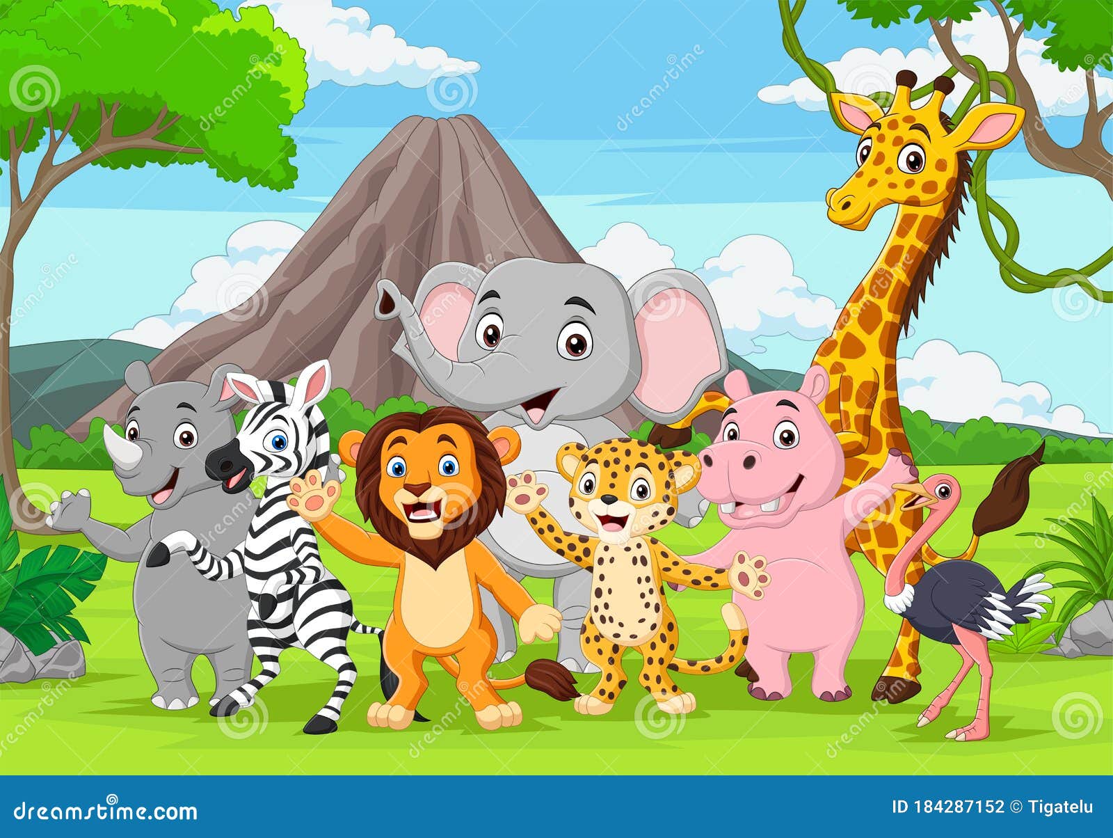 Dibujos Animados Animales Salvajes En La Jungla Ilustración del Vector ... Dibujos Animados Animales Salvajes En La Jungla Ilustración del Vector ...