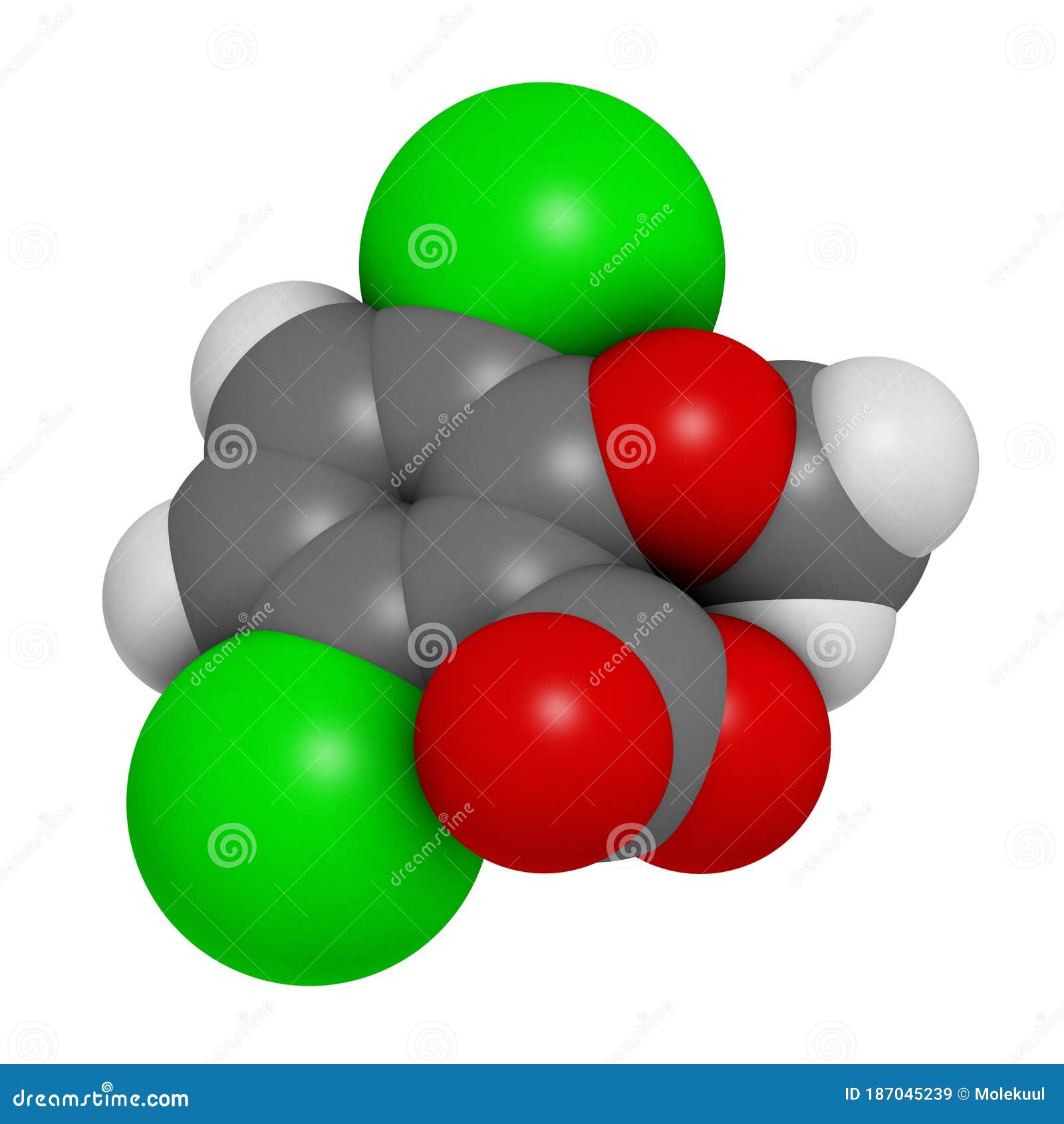 Dicamba Molecule, Structural Chemical Formula, Ball-and-stick Model ...