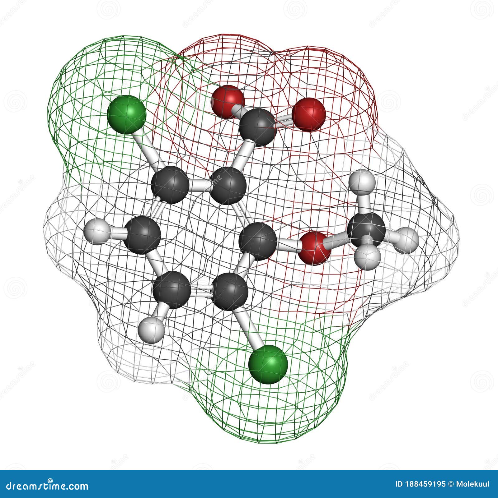 Dicamba Molecule 3d, Molecular Structure, Ball And Stick Model ...