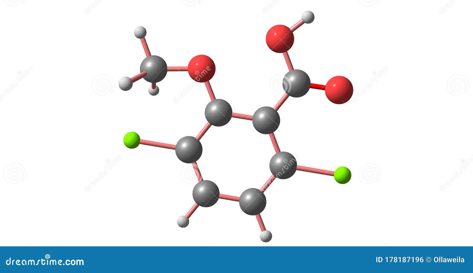 Dicamba Molecular Structure Isolated on White Stock Illustration ...