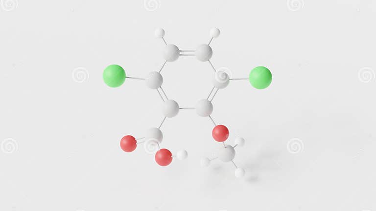 Dicamba Molecule 3d, Molecular Structure, Ball and Stick Model ...