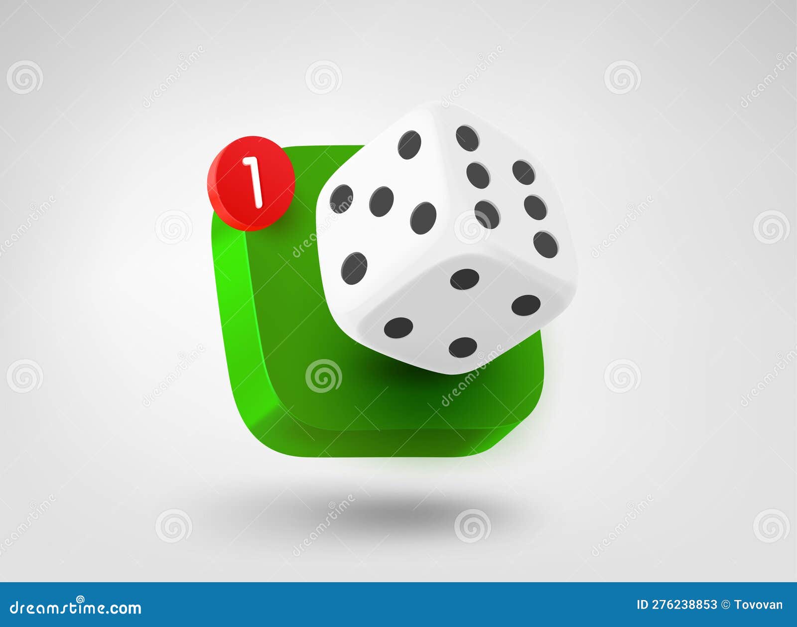 Dice on App Button. 3d Vector Mobile Application Icon Stock Vector ...