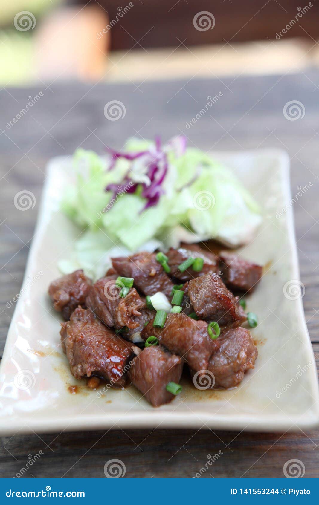 Dice Beef Steak Japanese Style Stock Photo - Image of food, carrots ...
