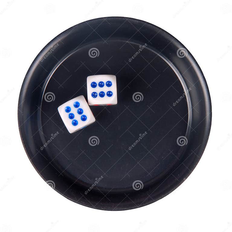 Dice in Black Pot - Overhead, Isolated Stock Image - Image of luck ...