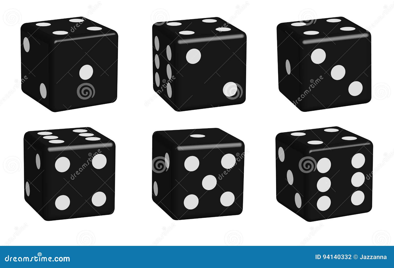 Dice black set in 3D view stock vector. Illustration of success - 94140332