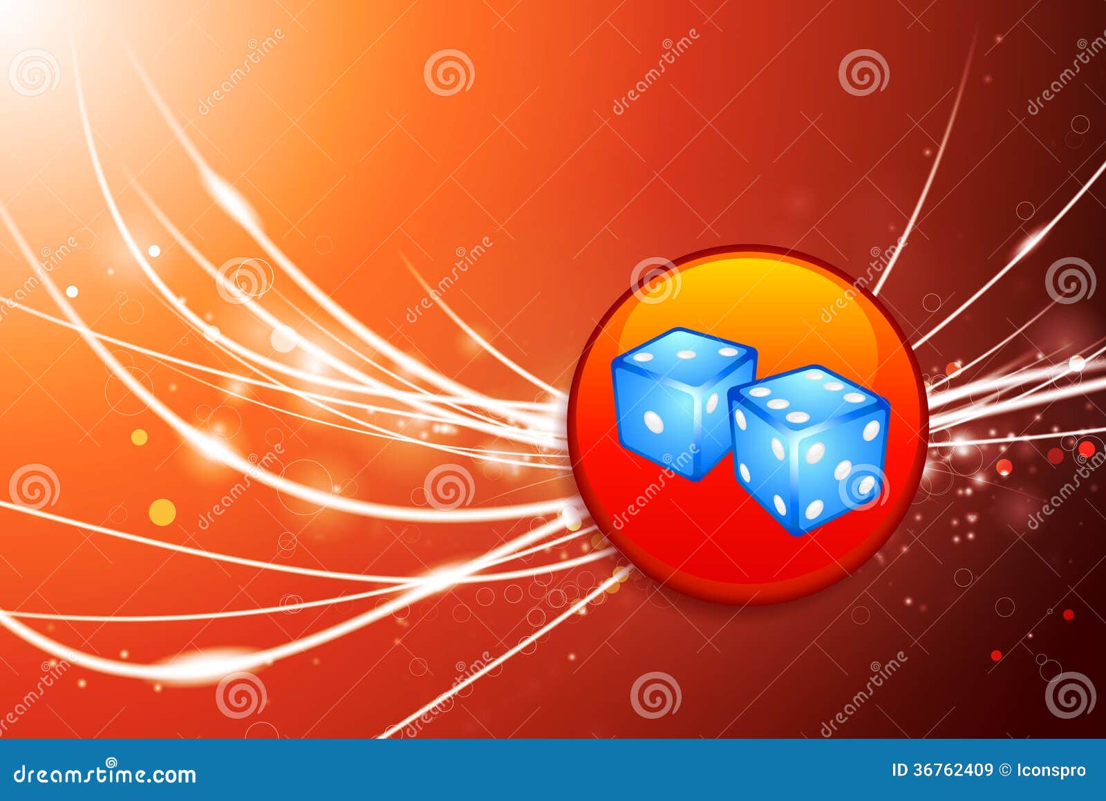Dice Button on Red Abstract Light Background Stock Illustration ...