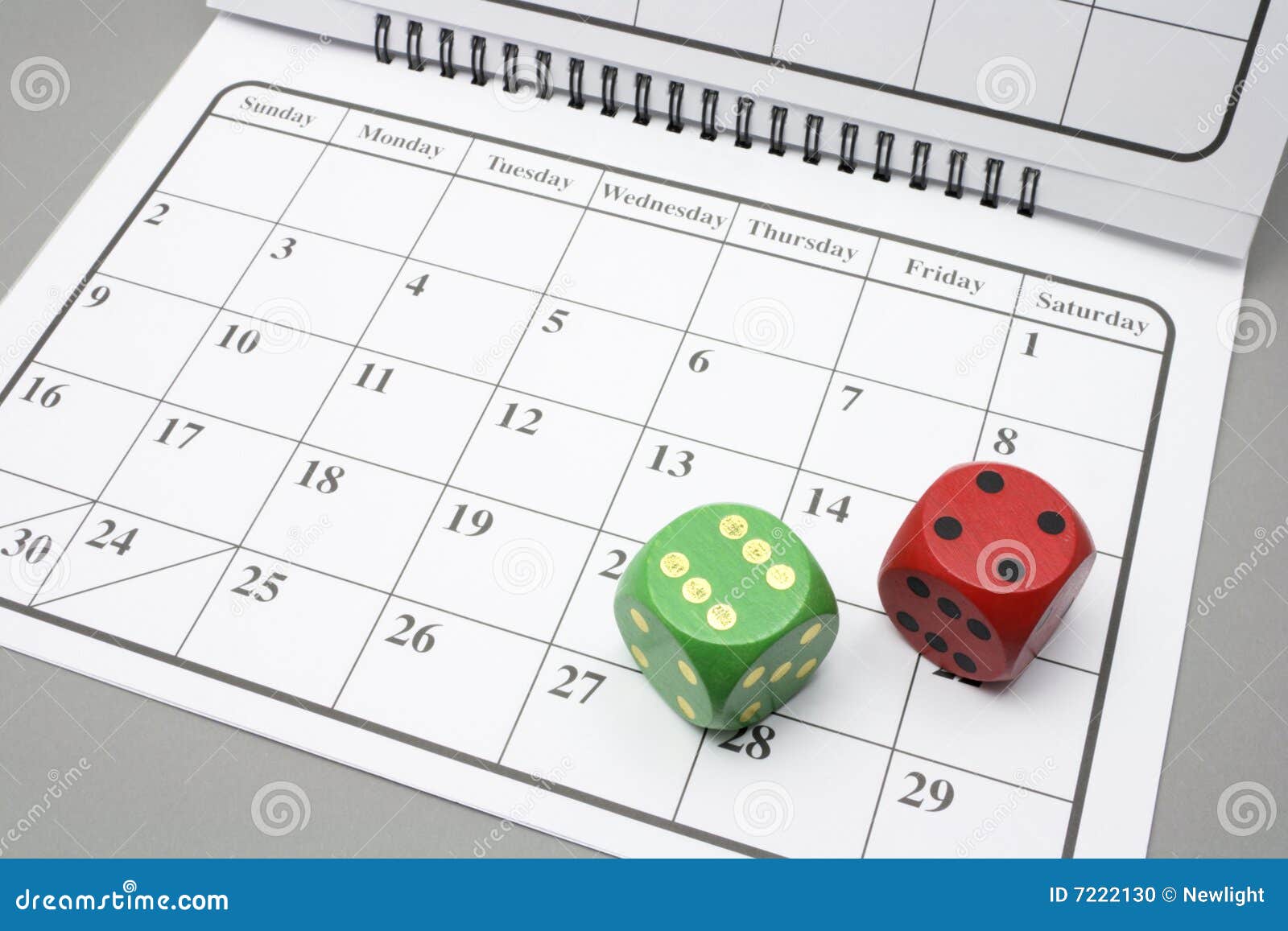Dice on Calendar stock photo. Image of gamble, dice, days - 7222130