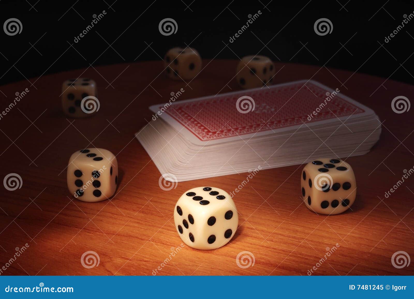 Dice and cards stock image. Image of number, cards, dice - 7481245
