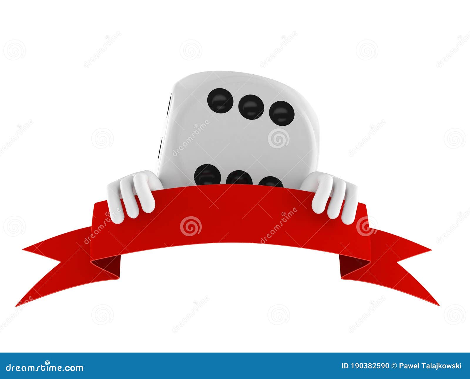 Dice Character with Blank Banner Stock Illustration - Illustration of ...