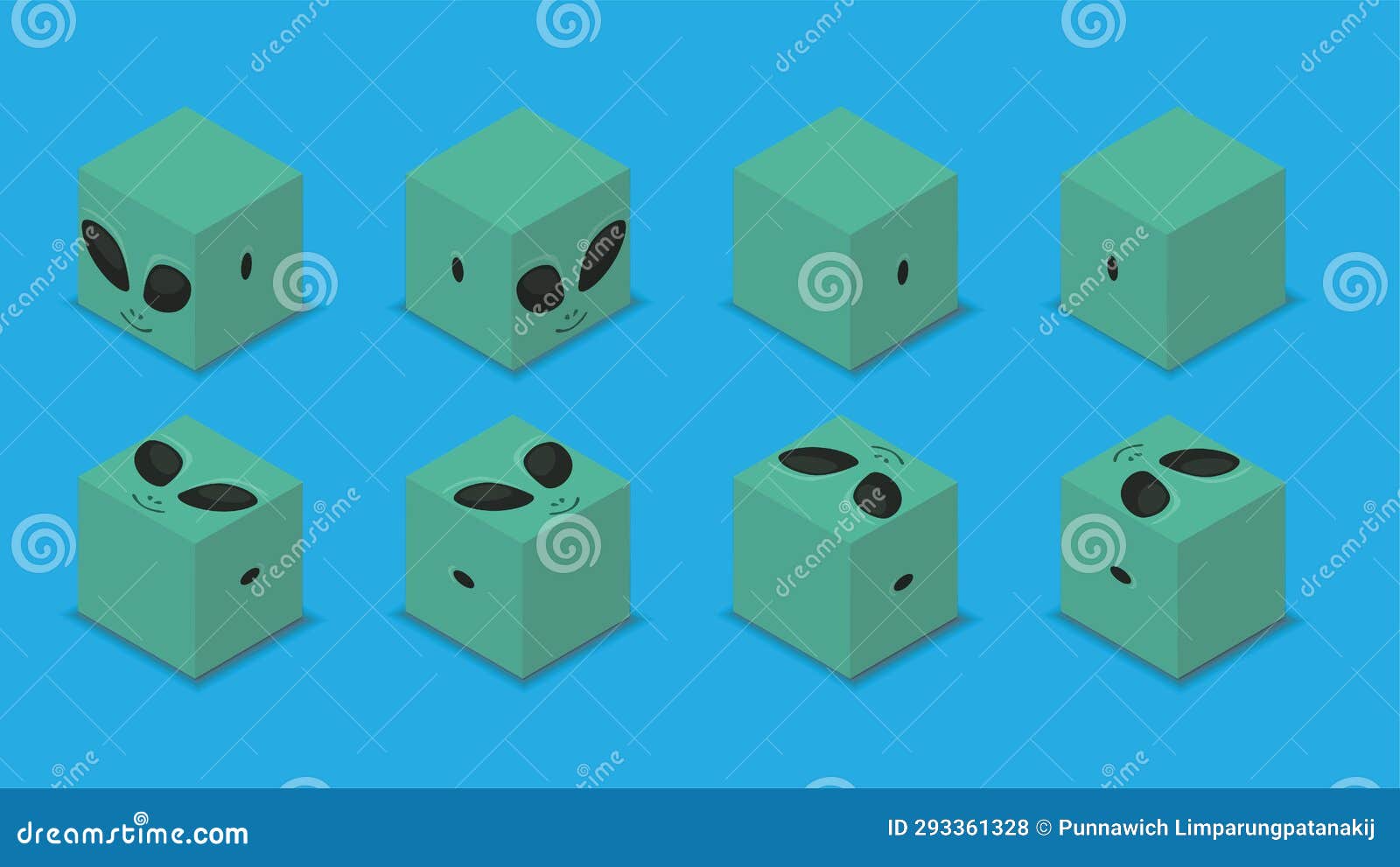 Halloween Character Dice 3D Extraterrestrial Alien Cartoon Vector Stock ...