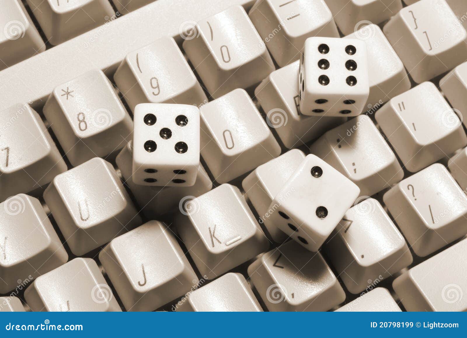 Dice on Computer Keyboard stock image. Image of game - 20798199