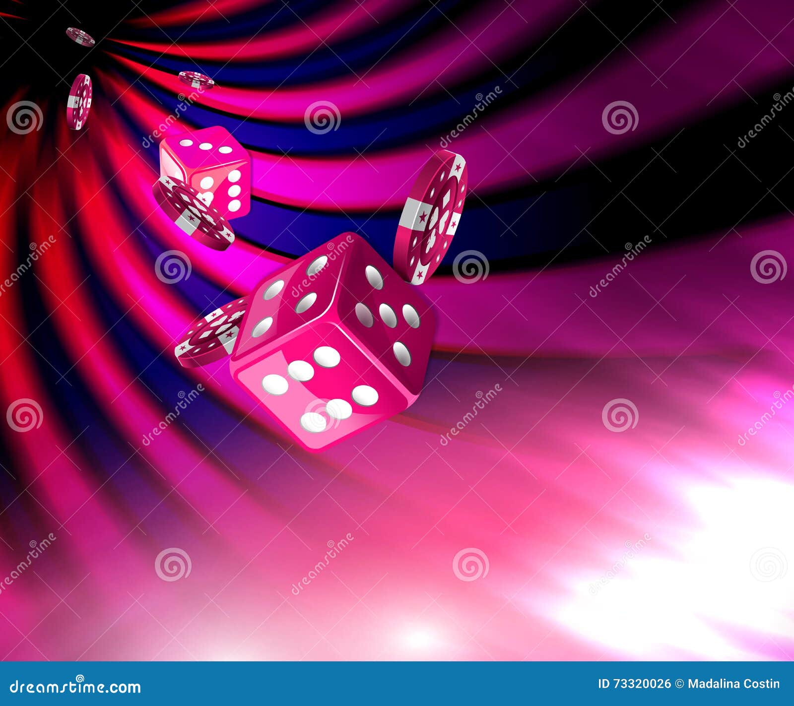 Dice Concept with Gambling Chips Flying Stock Illustration ...