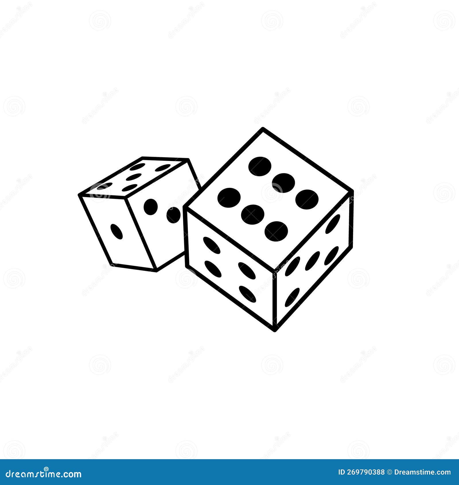 Dice Cube Line Icon. Outline Casino Dice Vector Gamble Illustration ...
