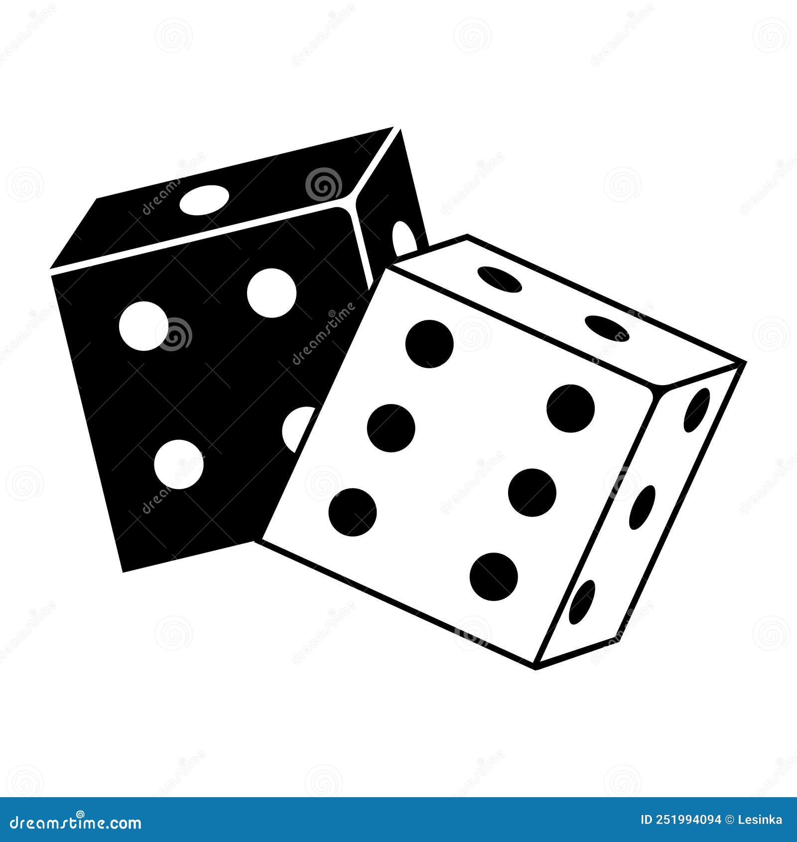 Dice, Cubes, Vector Illustration Outline Icon Isolated on White ... Dice, Cubes, Vector Illustration Outline Icon Isolated on White ...