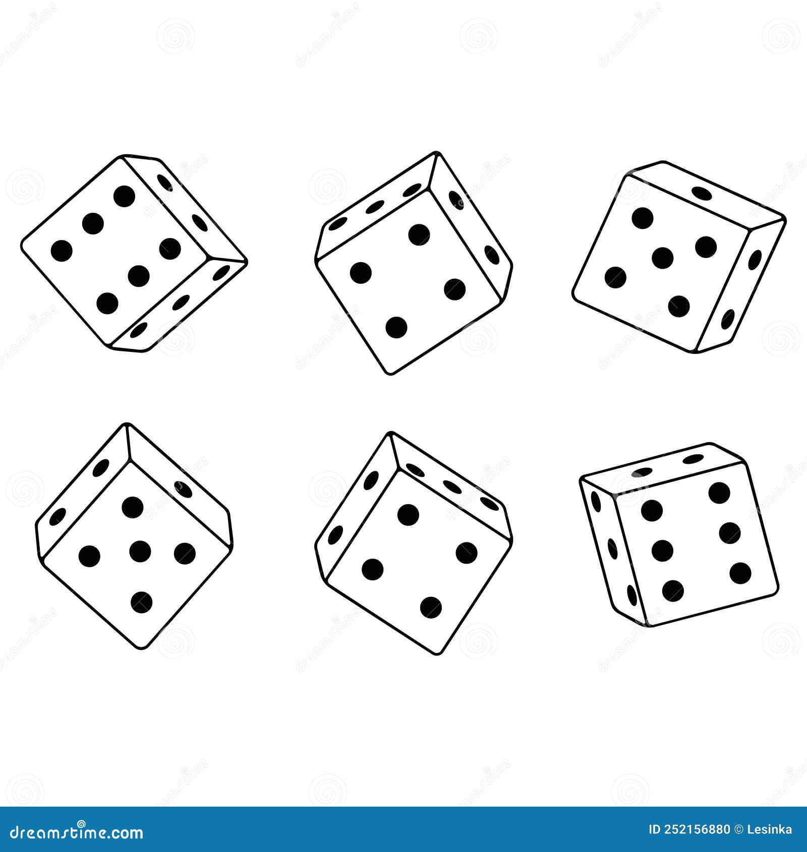 Dice, Cubes, Vector Illustration Outline Icon Isolated on White ... Dice, Cubes, Vector Illustration Outline Icon Isolated on White ...