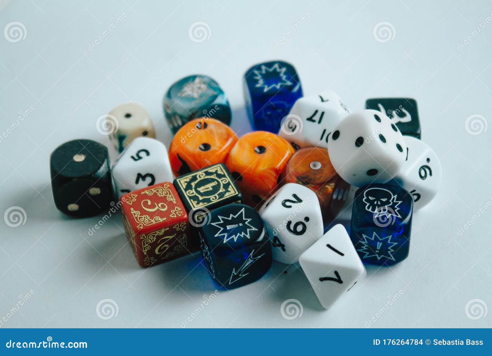 Dice of Different Colors and Shapes. Chance and Luck Reflected in Dice ...