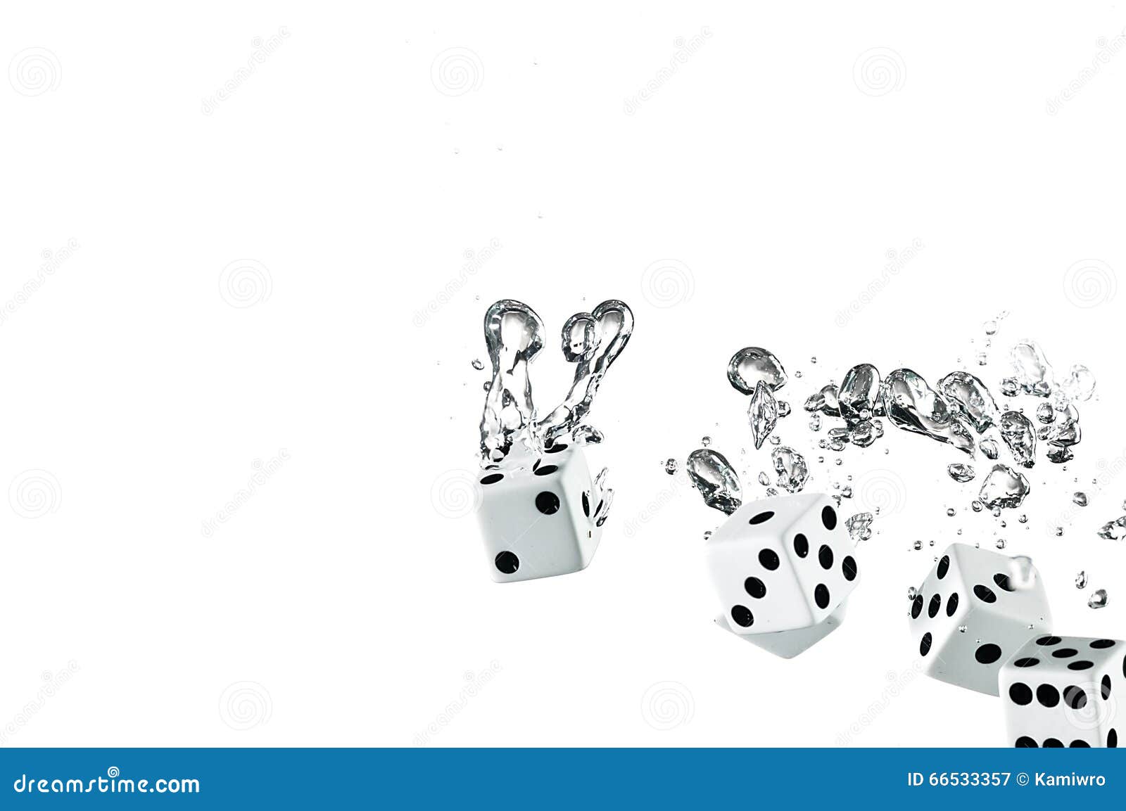 Dice Dropped into the Water, on a White Background. Stock Image - Image ...