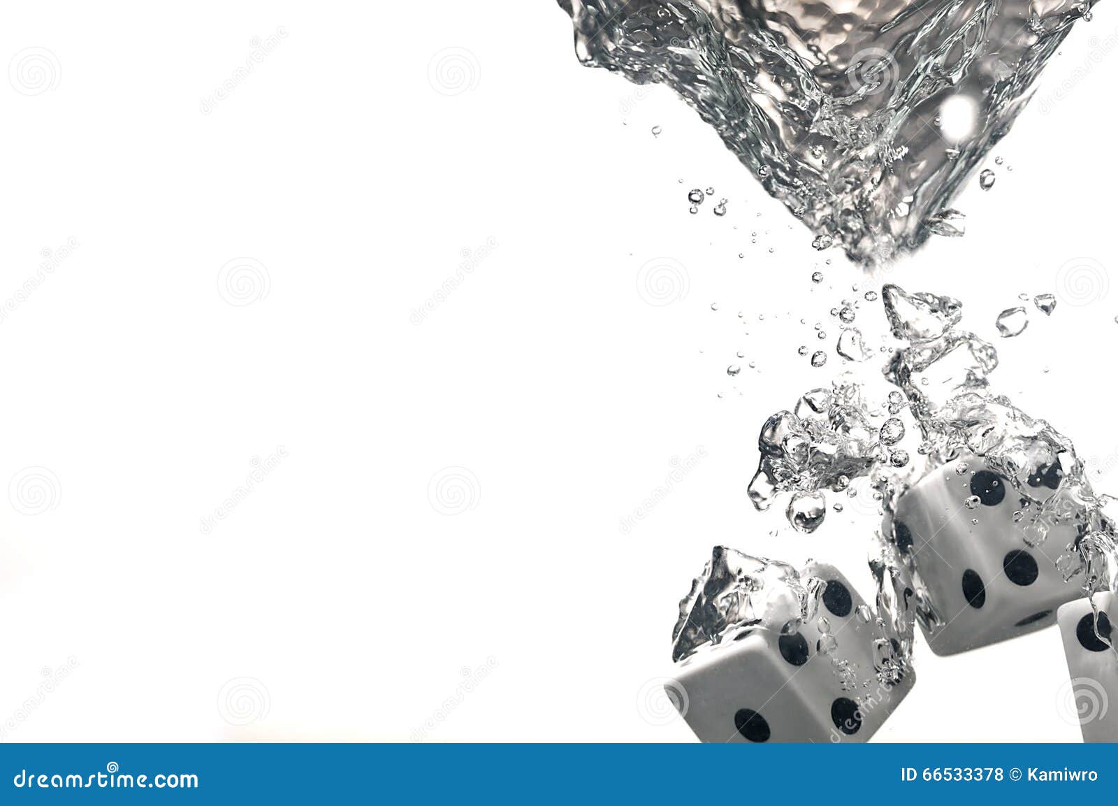 Dice Dropped into the Water, on a White Background. Stock Photo - Image ...