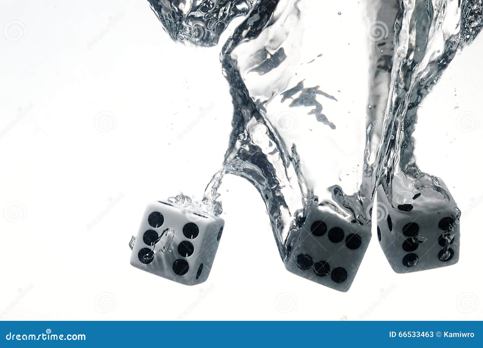 Dice Dropped into the Water, on a White Background. Stock Image - Image ...