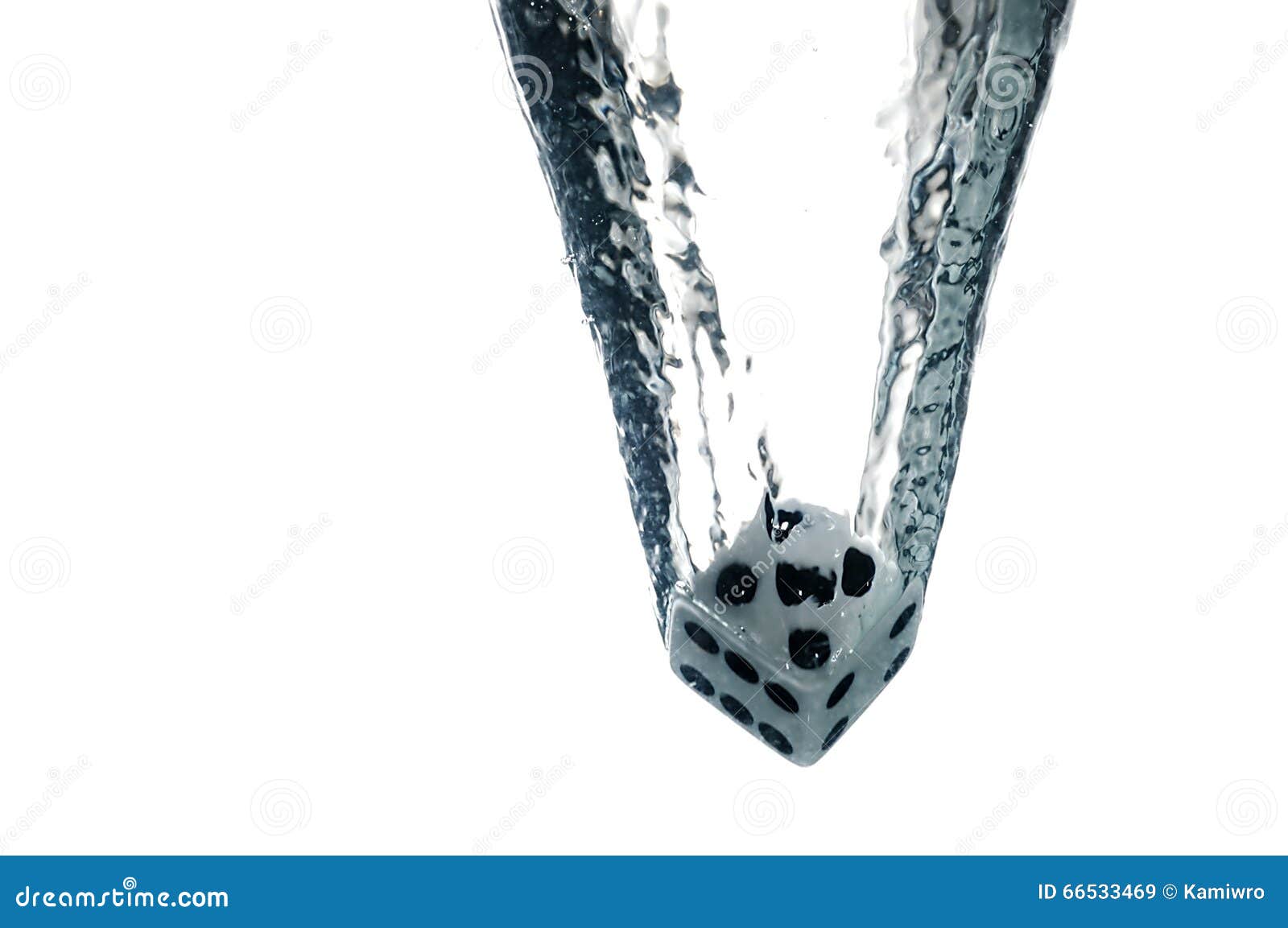 Dice Dropped into the Water, on a White Background. Stock Image - Image ...