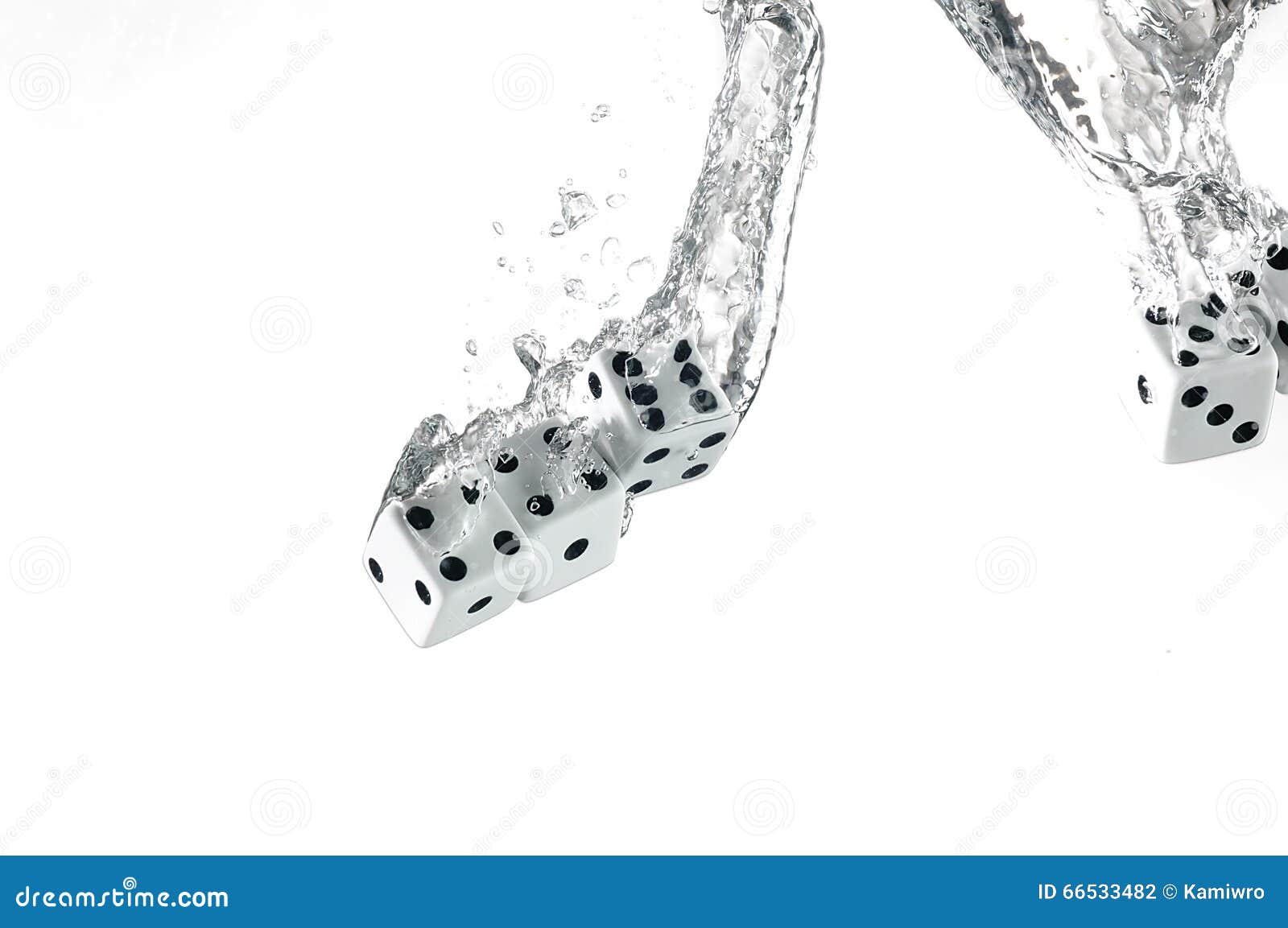 Dice Dropped into the Water, on a White Background. Stock Photo - Image ...