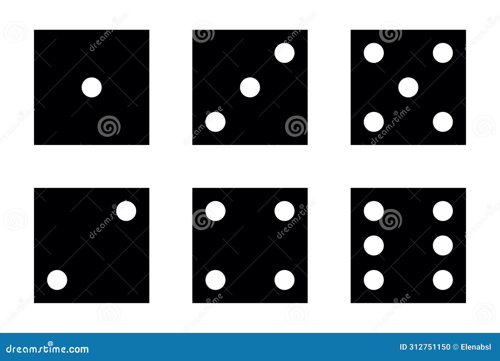 Dice Faces Flat One Color Icons Stock Vector - Illustration of ...