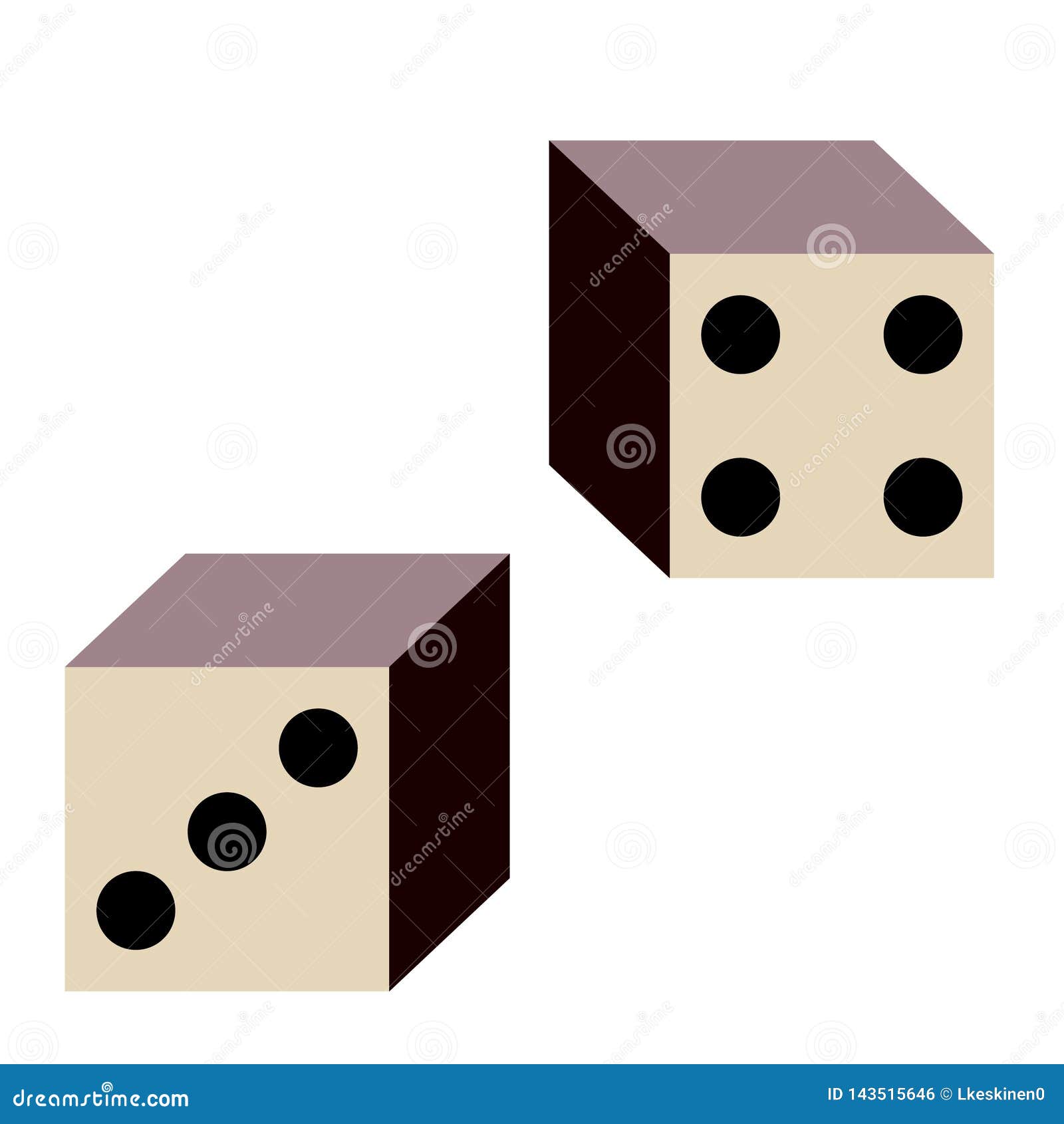 Dice Flat Illustration on White Stock Vector - Illustration of isolated ...
