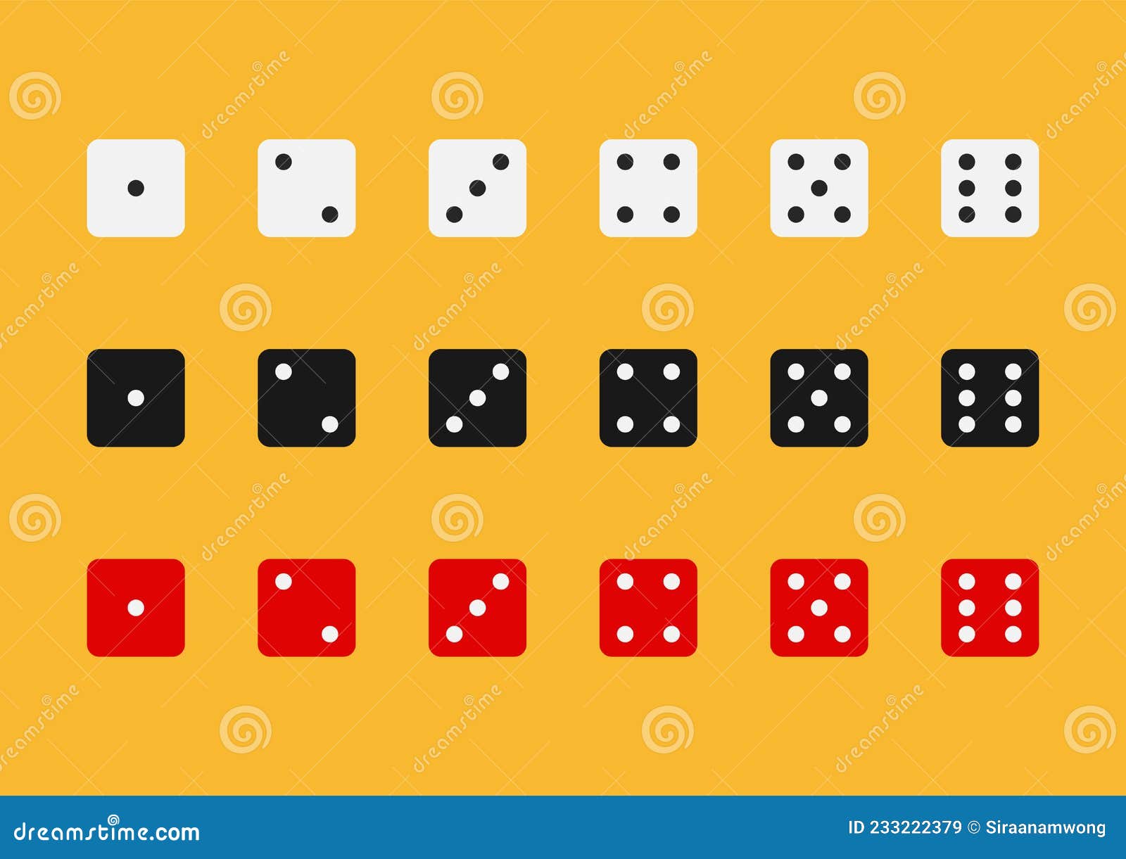 Dice in Flat Style Design from One To Six Stock Vector - Illustration ...