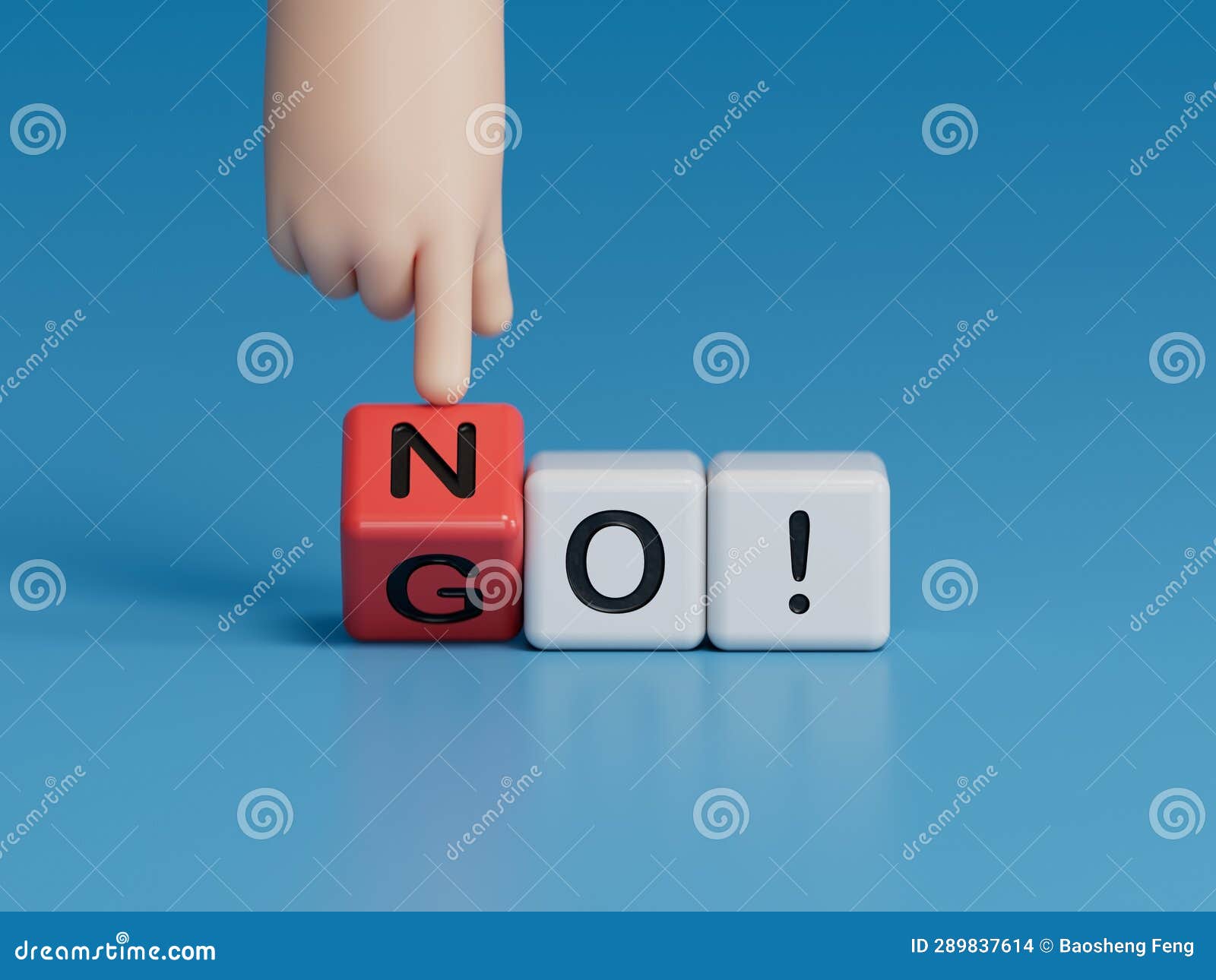Dice Form the Expression "no Go".3D Rendering on Blue Background Stock ...