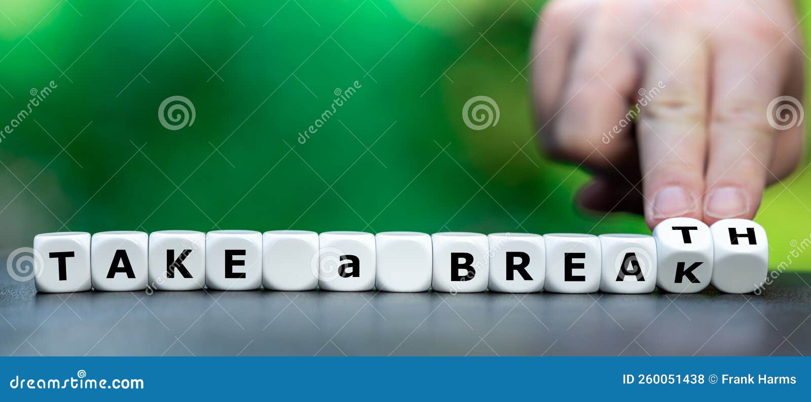 Dice Form the Expressions `take a Break` and `take a Breath`. Stock ...