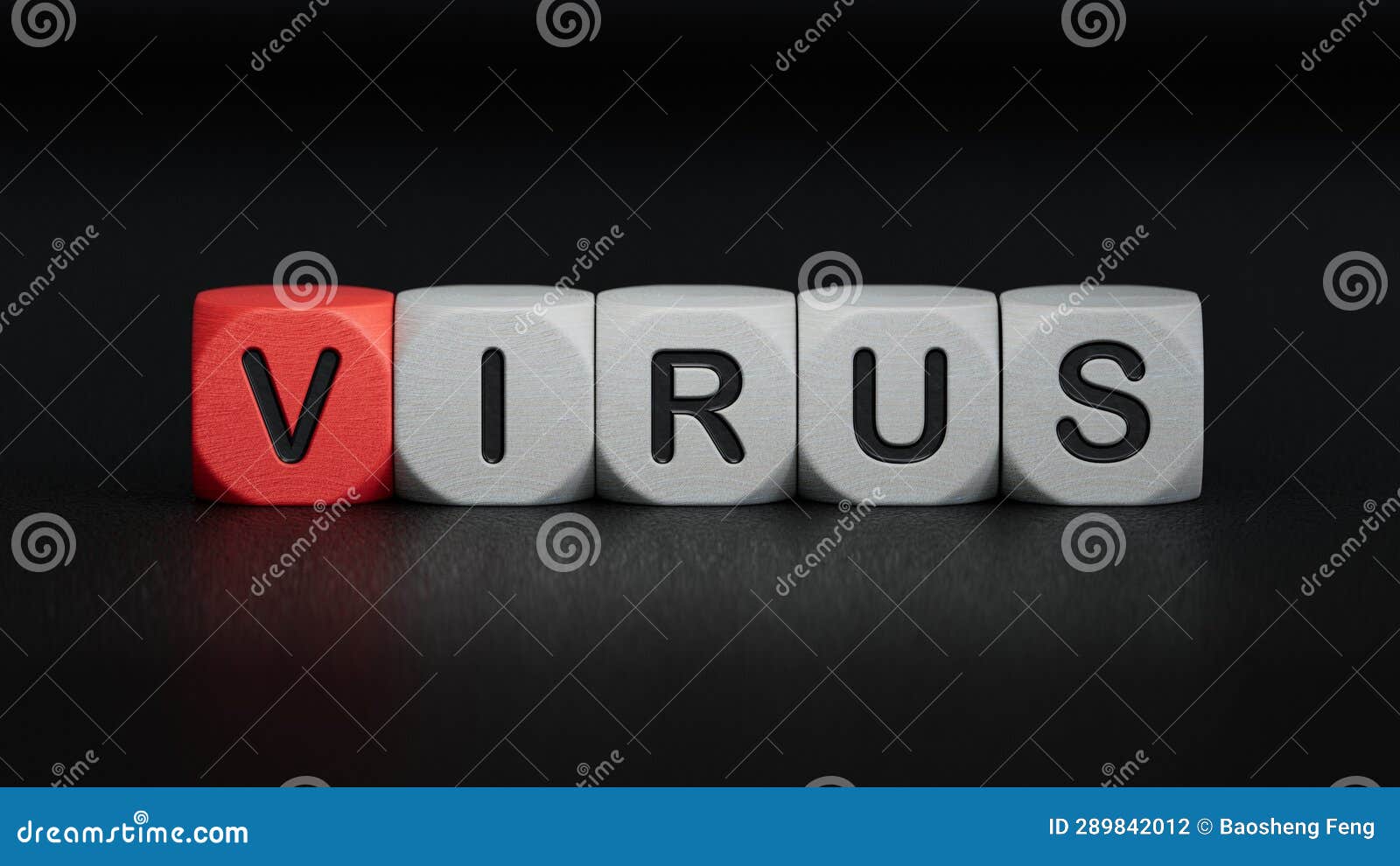 Dice Form the Word "VIRUS".3D Rendering on Black Background Stock ...
