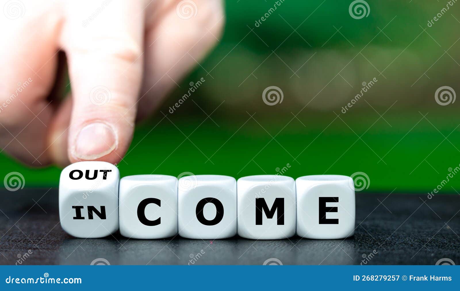 Dice Form the Words Income and Outcome. Stock Image - Image of business ...