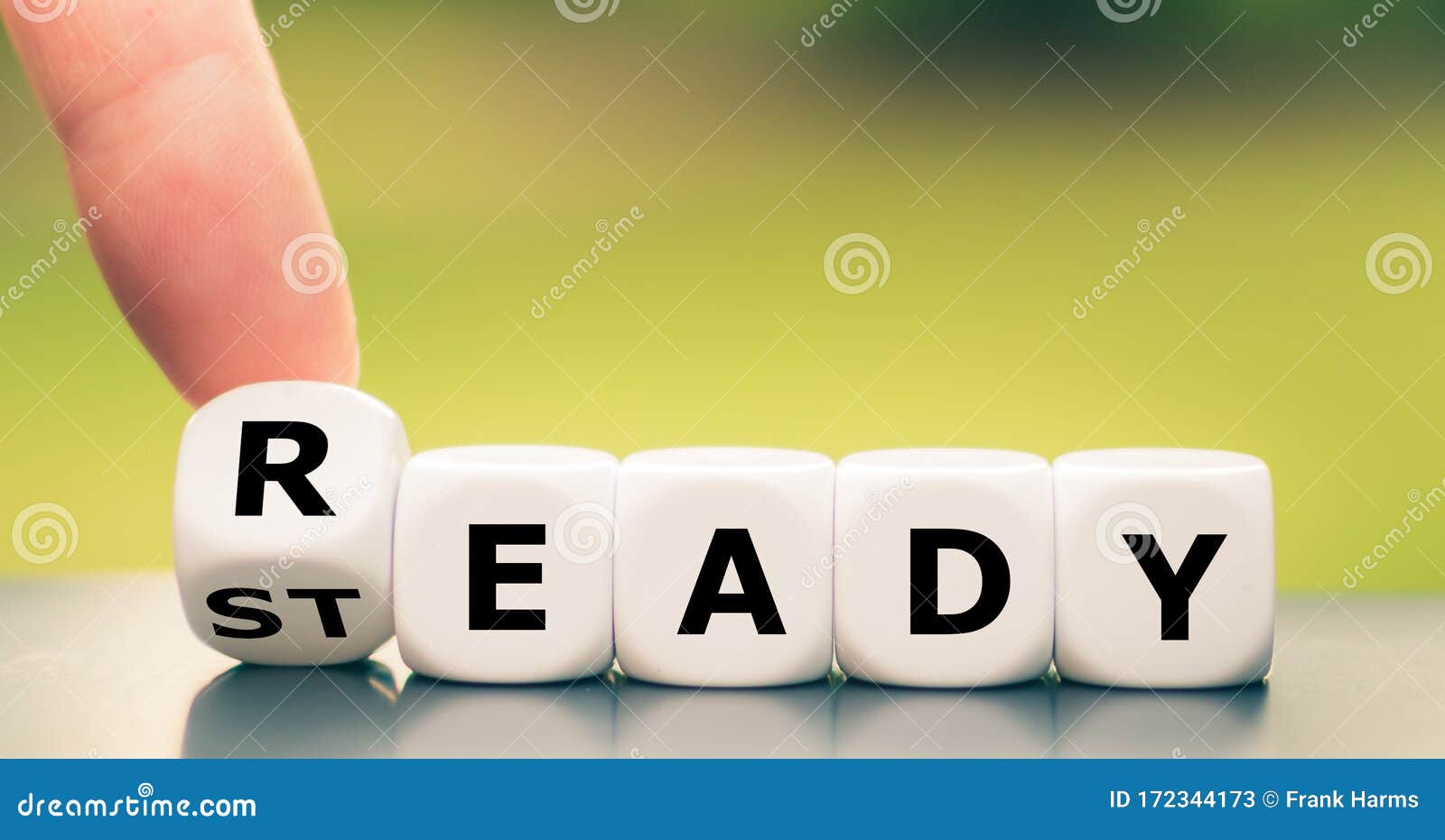 Dice Form the Words `ready` and `steady`. Stock Image - Image of start ...