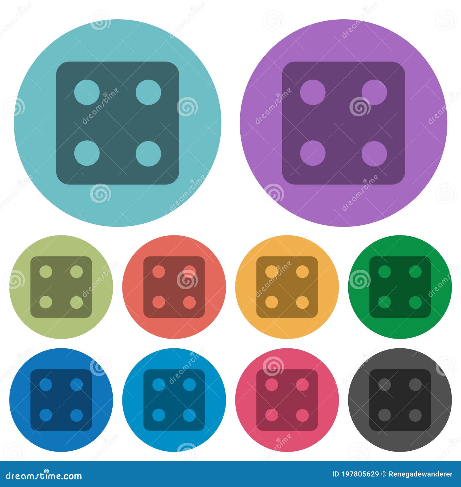Dice Four Color Darker Flat Icons Stock Vector - Illustration of chance ...