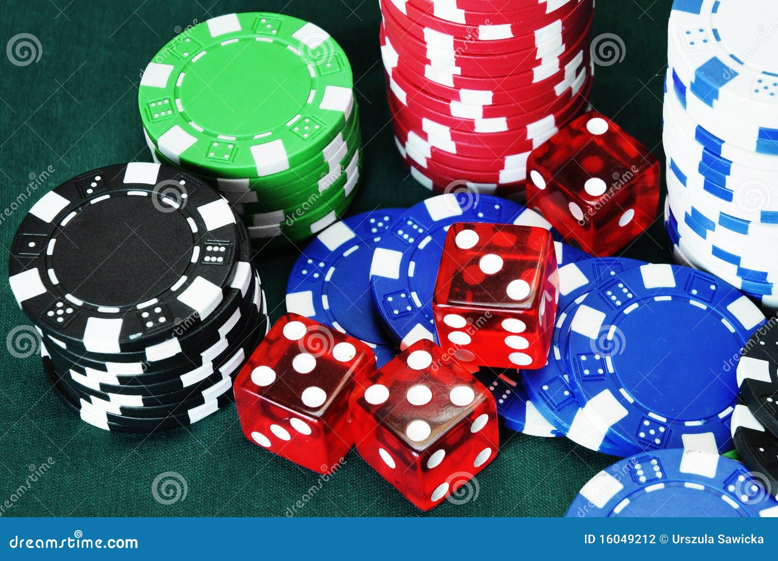 Dice in gambling chips stock photo. Image of gambling - 16049212
