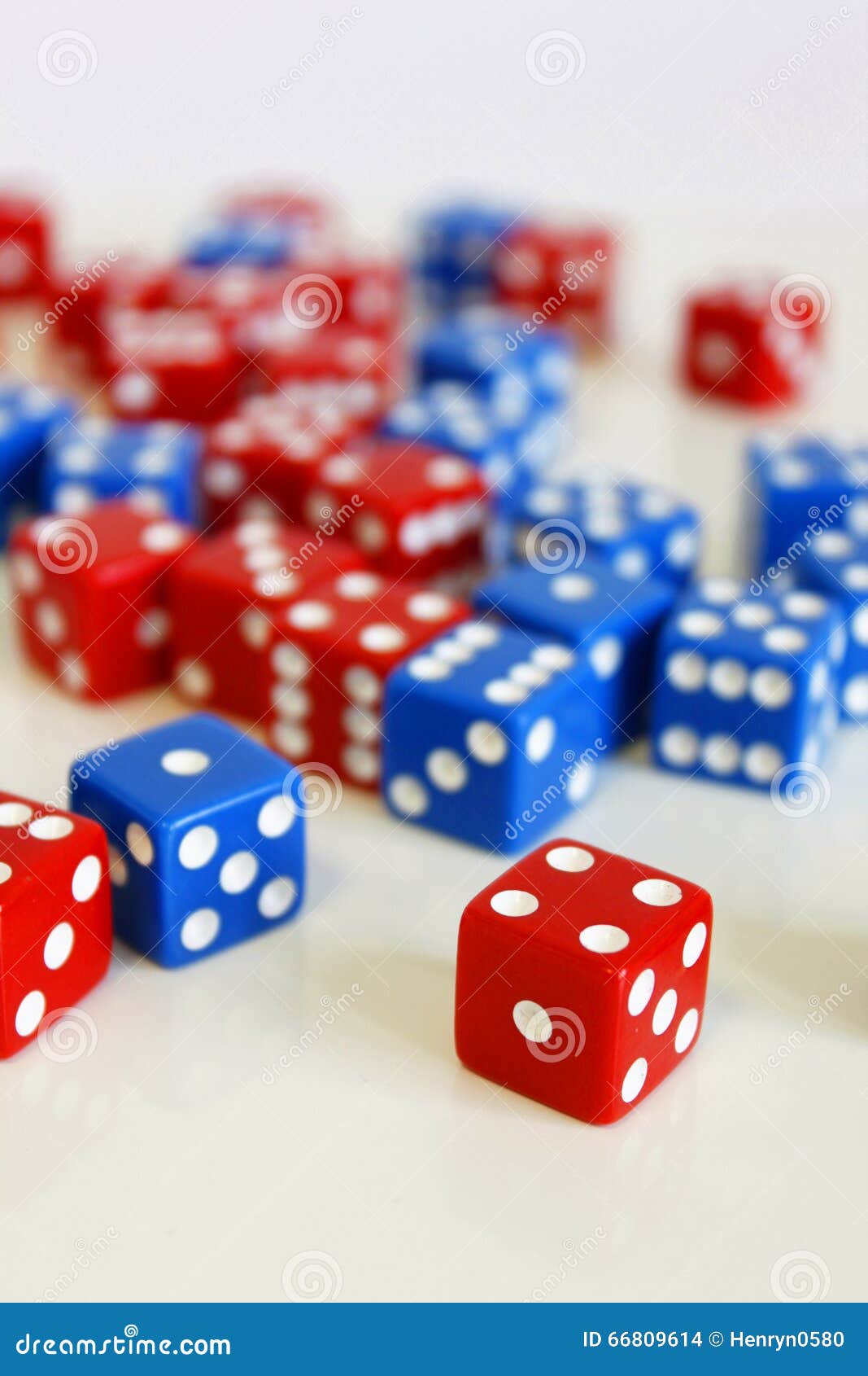 Dice Game Play Random Red Blue Stock Photo - Image of blue, augen: 66809614