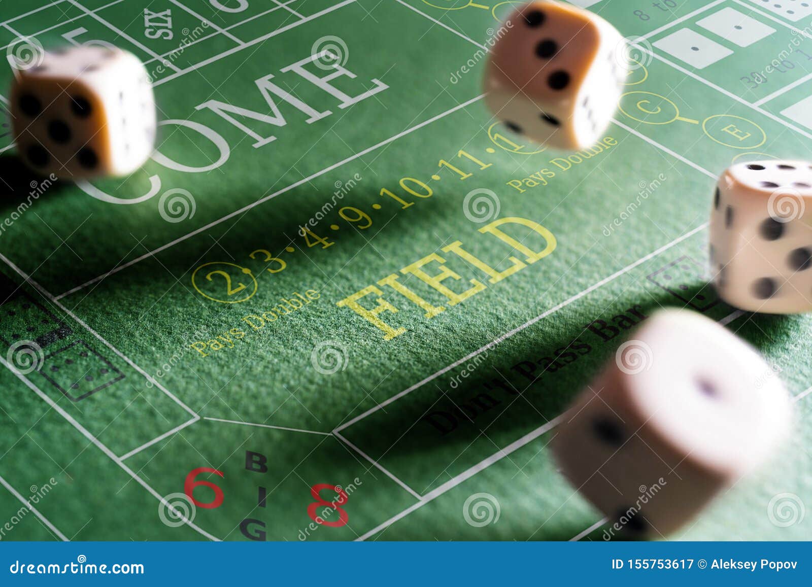 Dice Game. Dice on the Table. Illuminated with a Contrasting Light ...