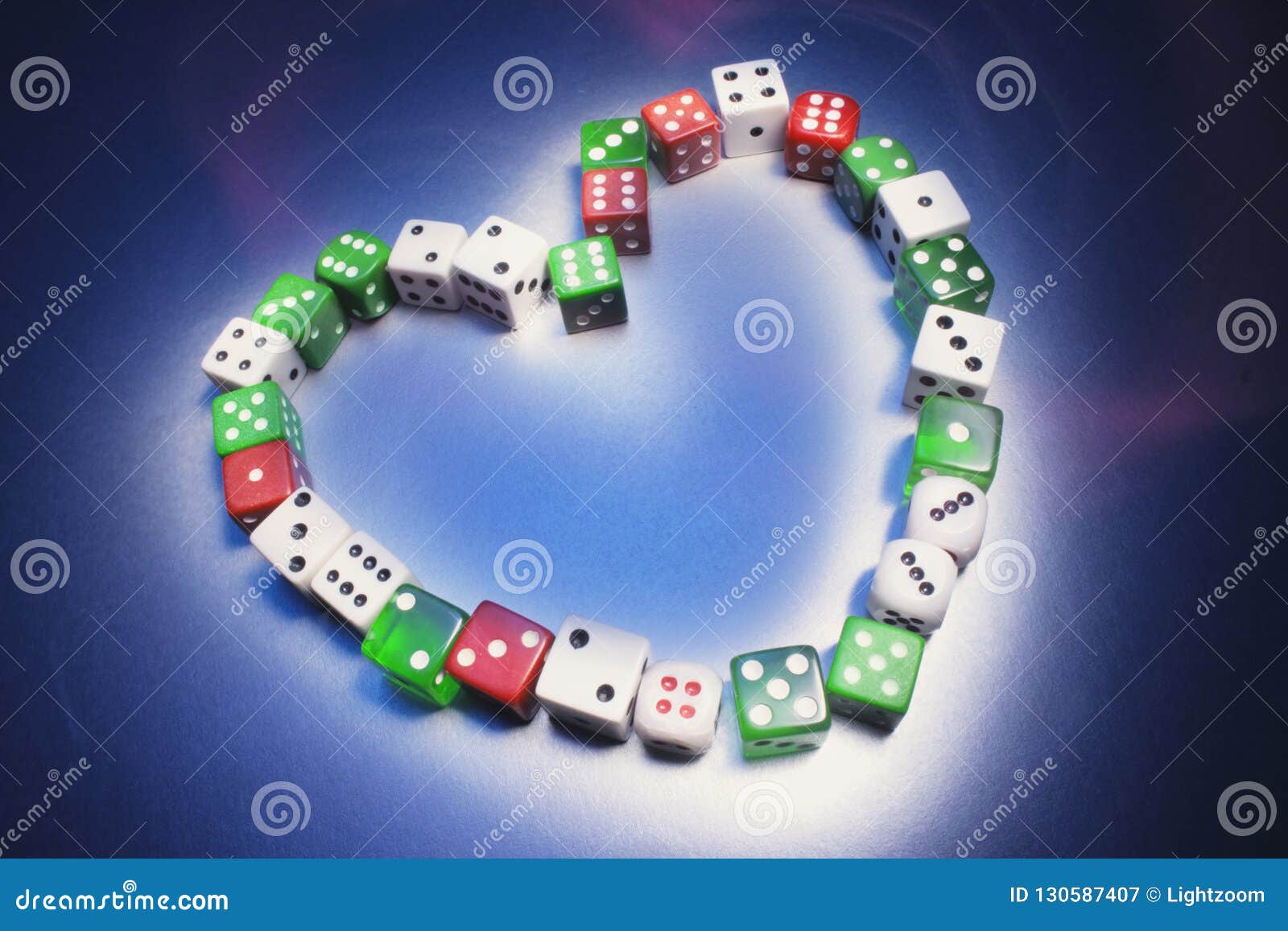 Dice Arranged in Heart Shape Stock Image - Image of pattern ...