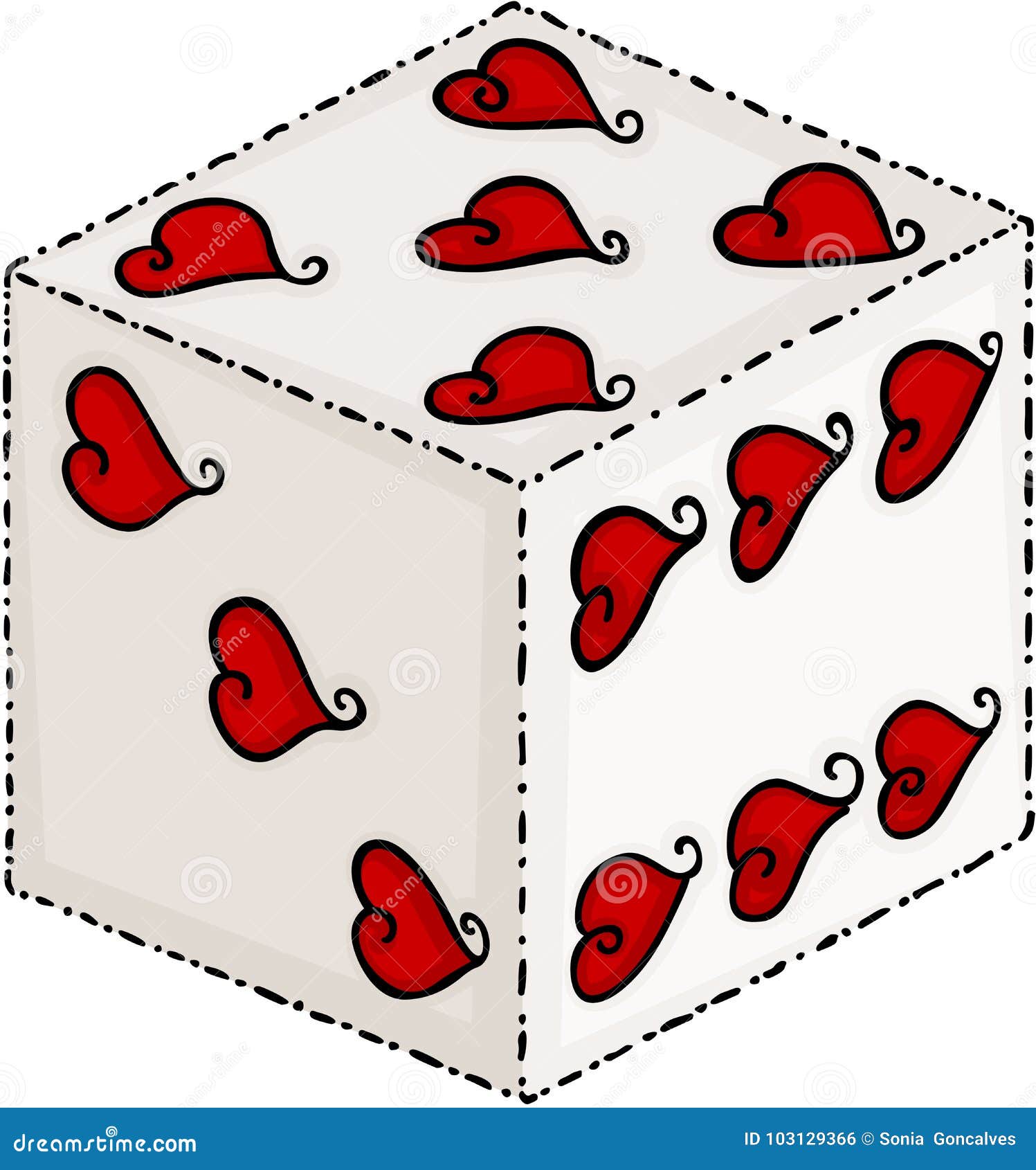Dice with hearts stock vector. Illustration of valentine - 103129366
