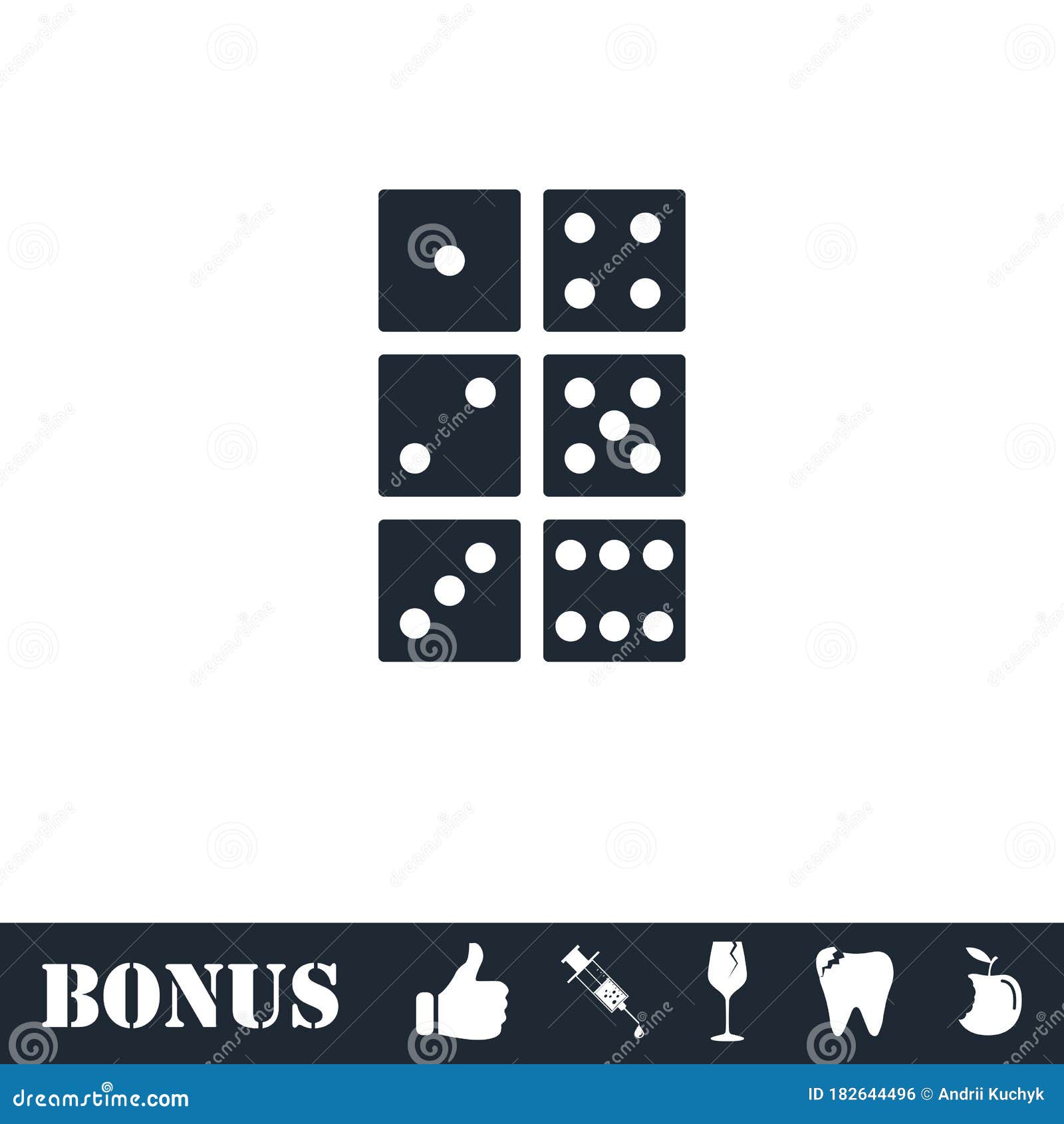 Dice icon flat stock illustration. Illustration of play - 182644496