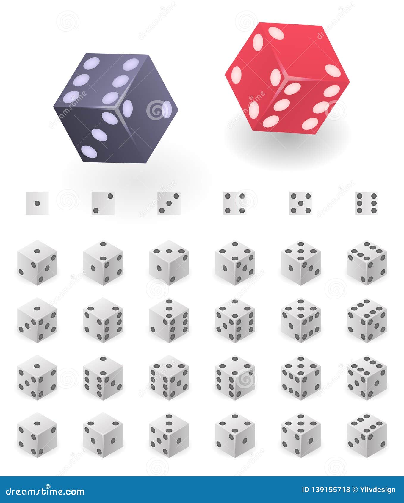 Dice Icons Set, Isometric Style Stock Vector - Illustration of number ...