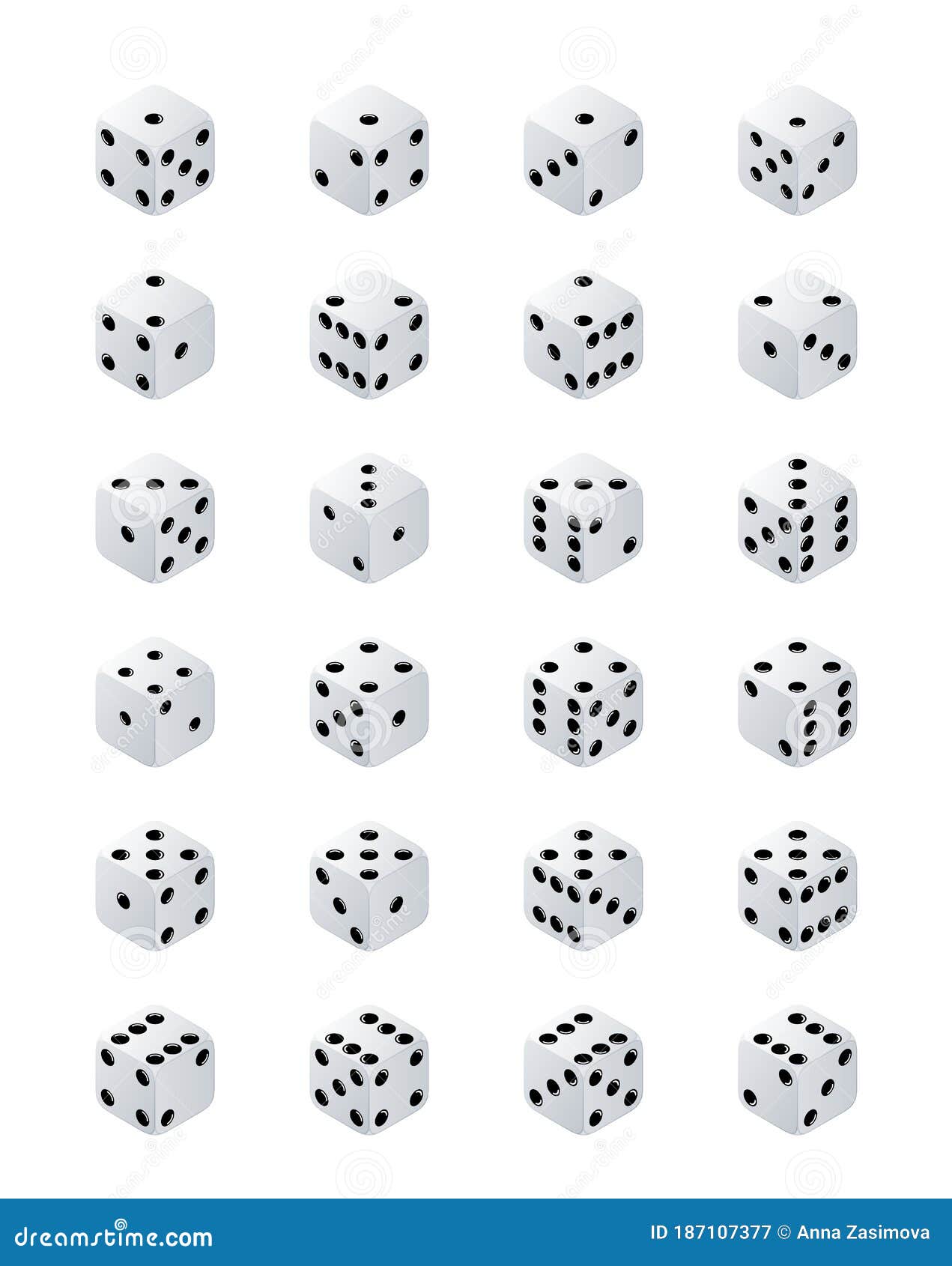 3d Dice. Isometric Dice. Vector Clipart Isolated On White Background ...