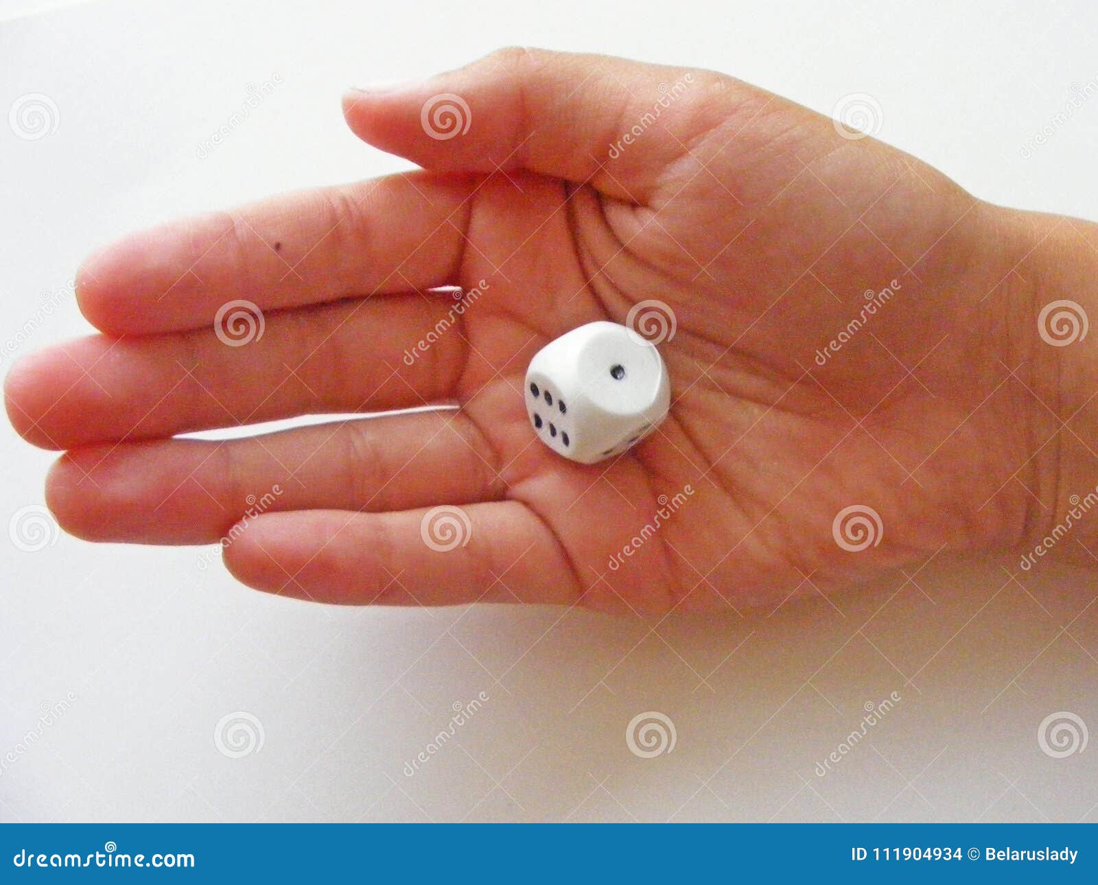 Dice in kid hand one stock photo. Image of pair, closeup - 111904934