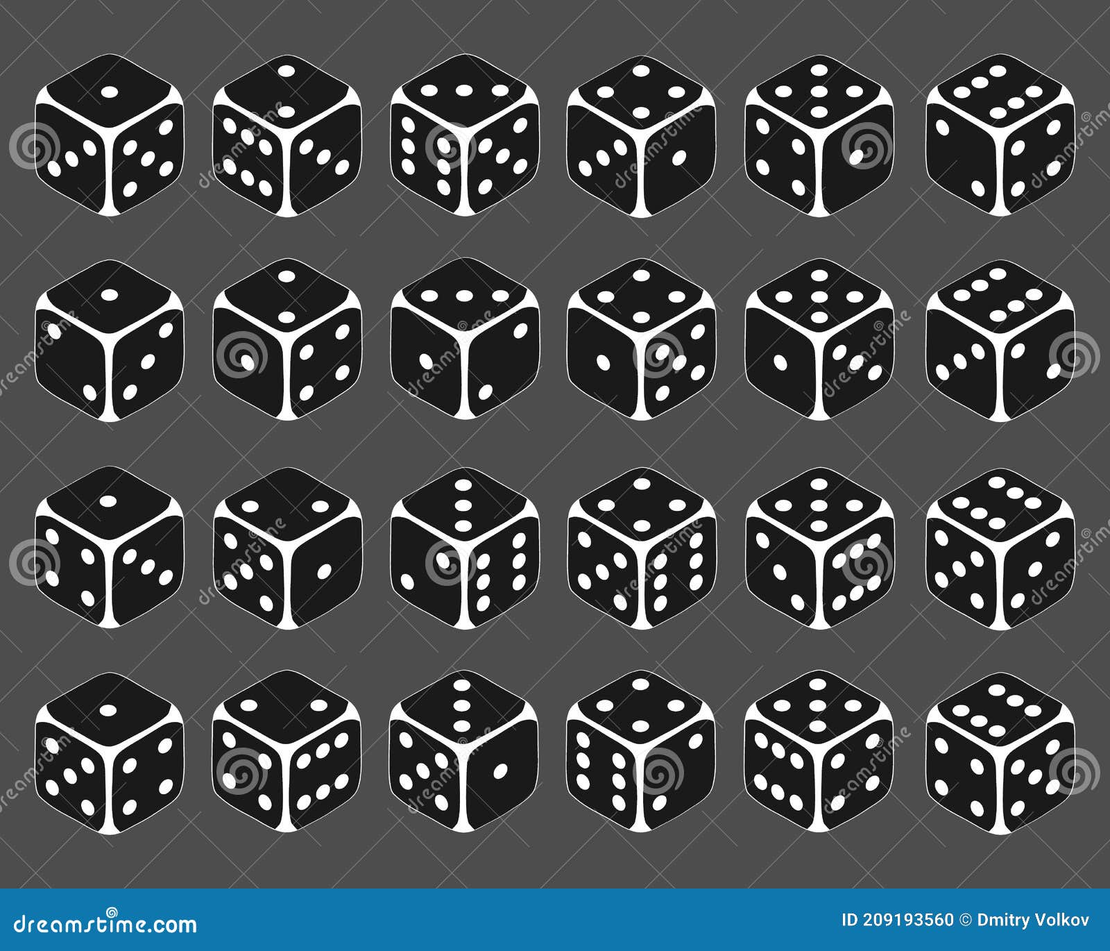 Dice Large Set of Dice in Isometric View. Vector Cartoon Illustration ...